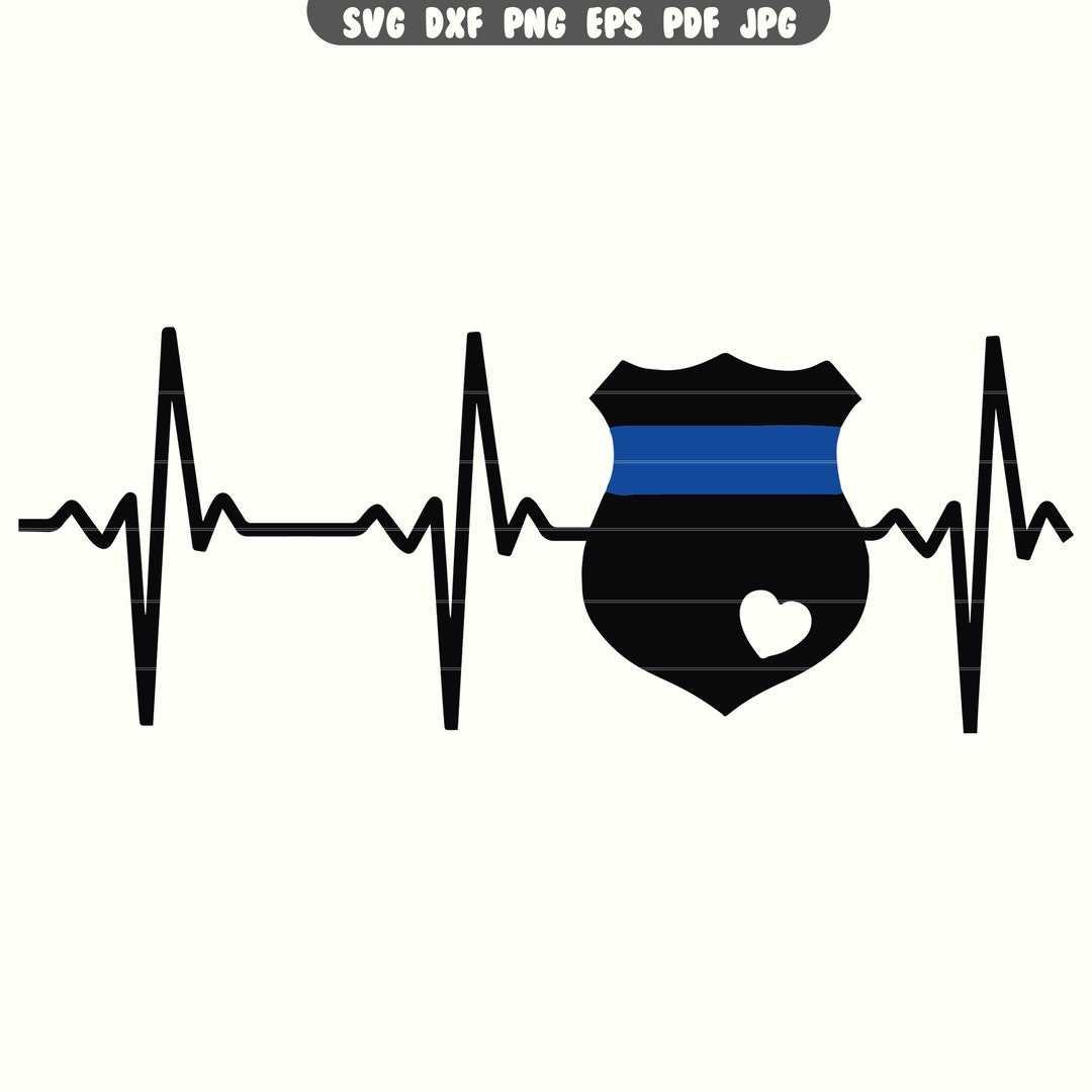 Police Ekg Heartbeat Cop SVG, Cop DXF, Cop PNG, Cop Clipart, Cop Cut ...