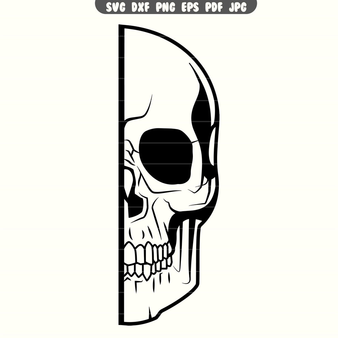 Half Skull SVG, Half Skull DXF, Half Skull PNG, Half Skull Clipart ...