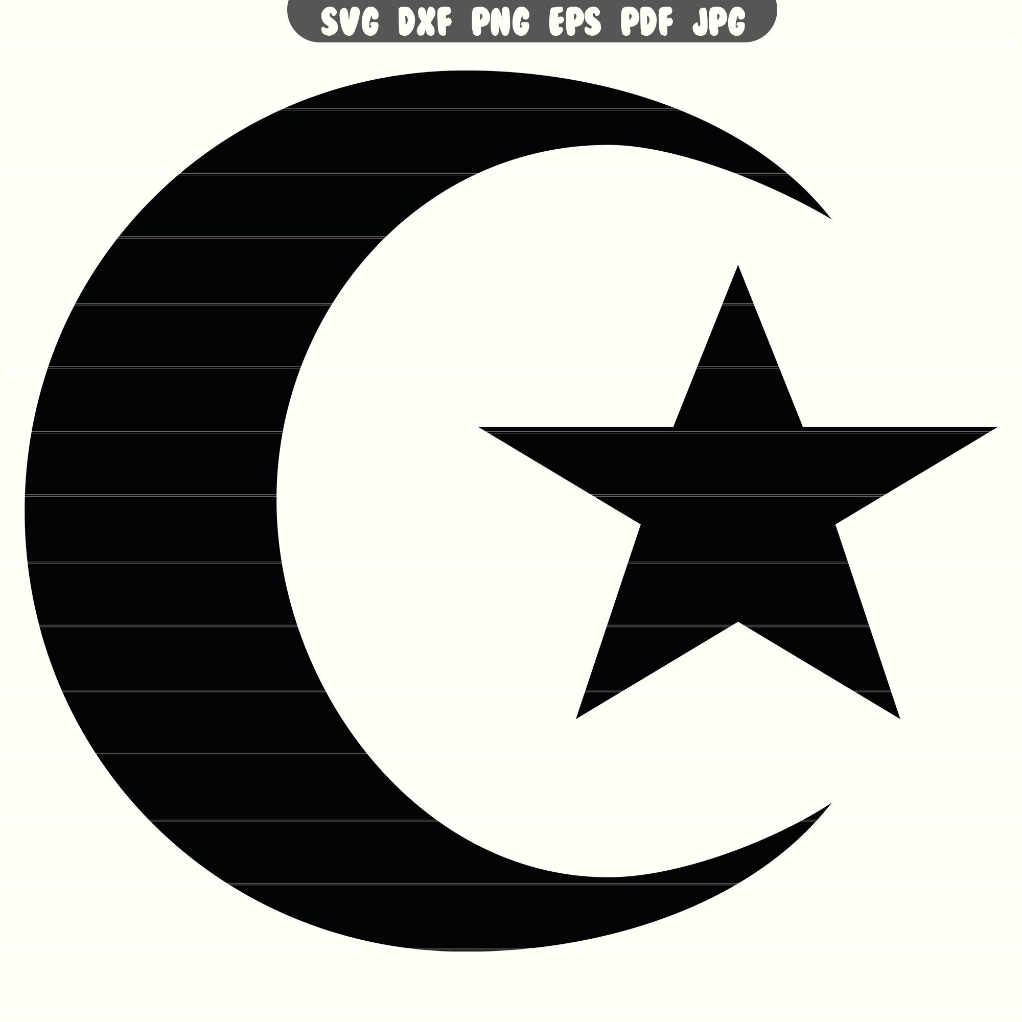 Islam Crescent Moon SVG, Crescent Moon DXF, Crescent Moon PNG, Crescent ...