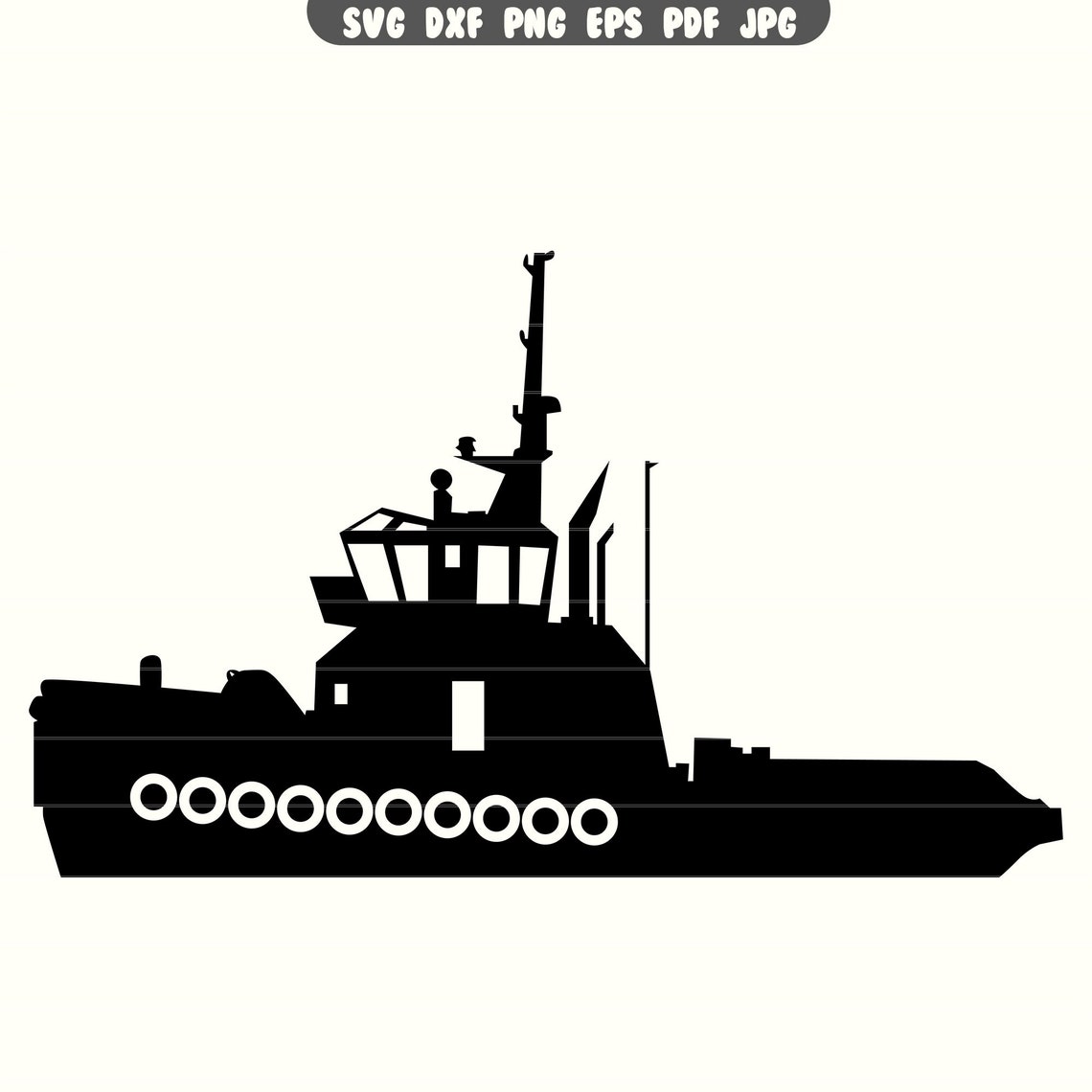 Tugboat SVG, Tugboat DXF, Tugboat PNG, Tugboat Clipart, Tugboat Cut ...