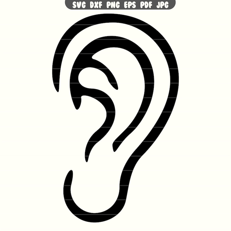 Ear SVG, Ear DXF, Ear PNG, Ear Clipart, Ear Cut File Instant Download ...