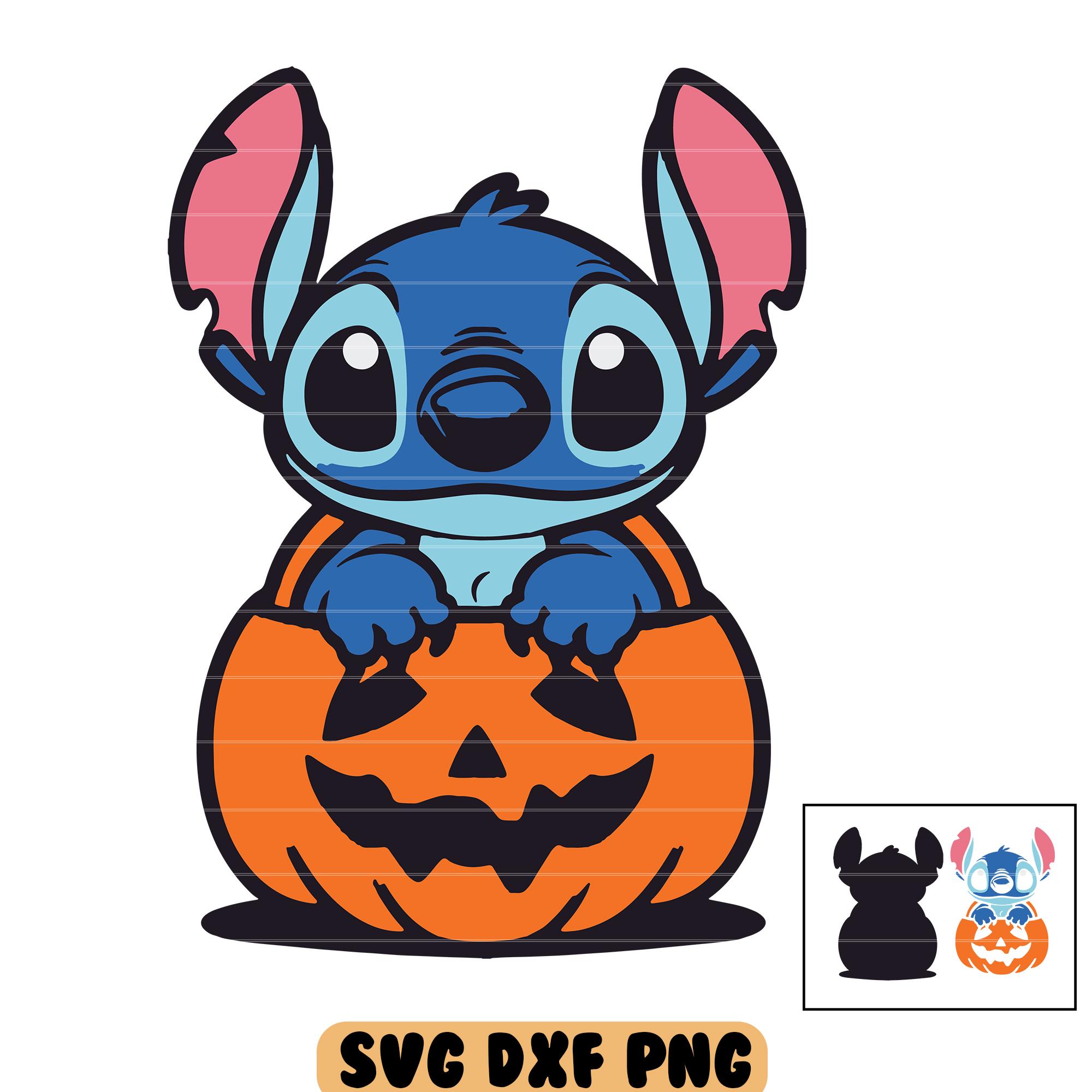 LAYERED Stitch in Pumpkin Halloween Svg, Stitch in Pumpkin Dxf, Stitch ...