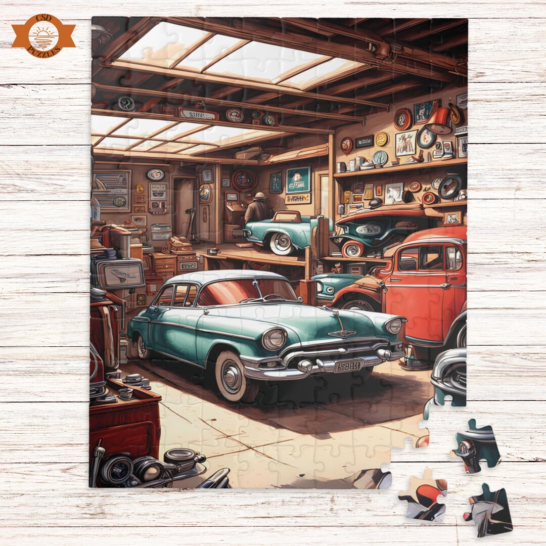 Classic Garage 110 Piece Puzzle, Beginner Puzzle, Easy Puzzle, Family ...