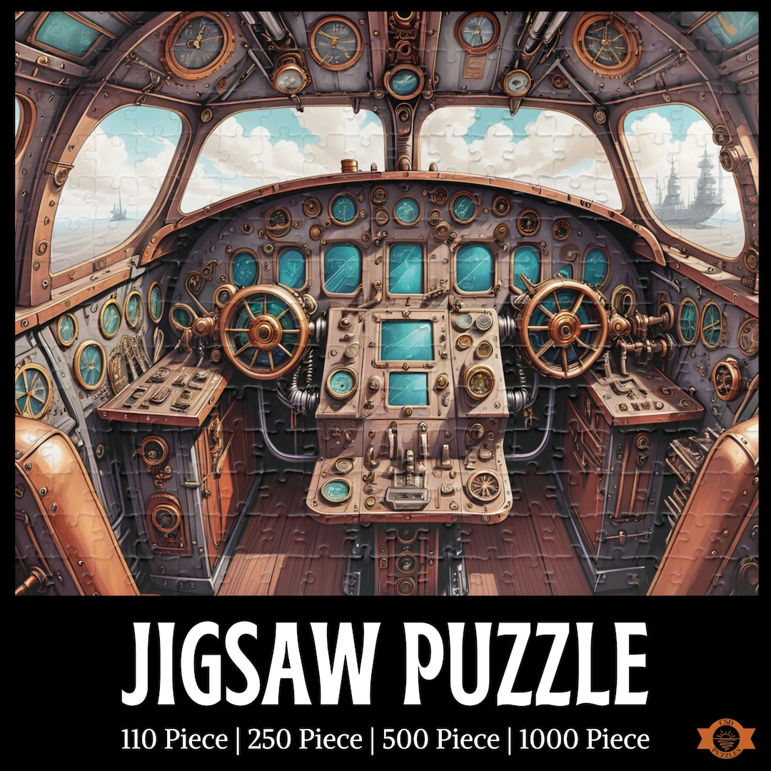 Cockpit Jigsaw Puzzle: Steampunk Military Airplane Pilot Aviation ...