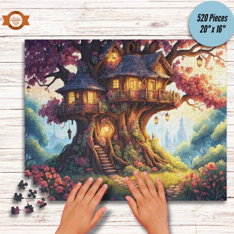 Fairy Treehouse Jigsaw Puzzle Cottage Storybook Whimsical Architecture ...