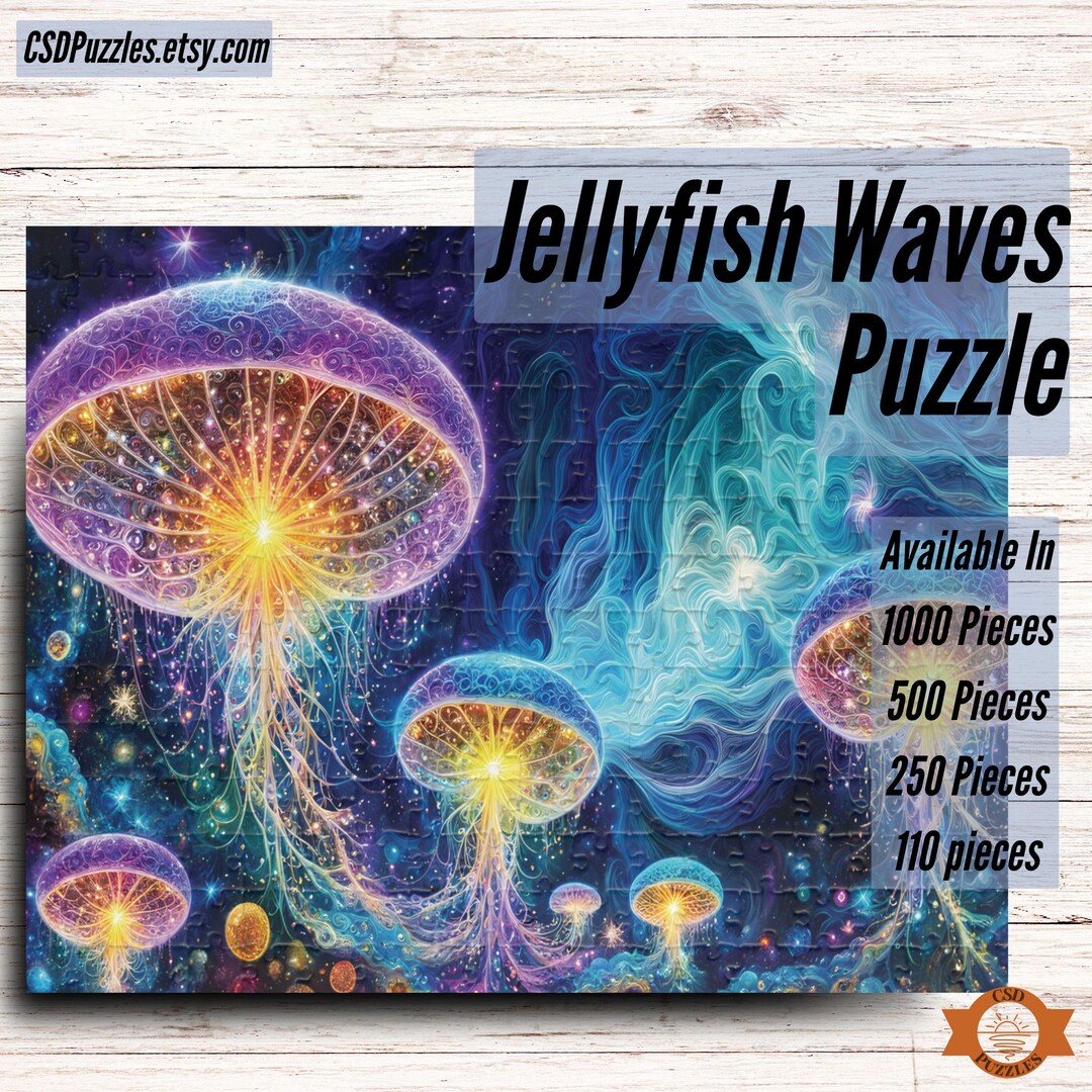 Jellyfish Waves 1000 Piece Jigsaw Puzzle, Majestic Jellyfish Jigsaw ...