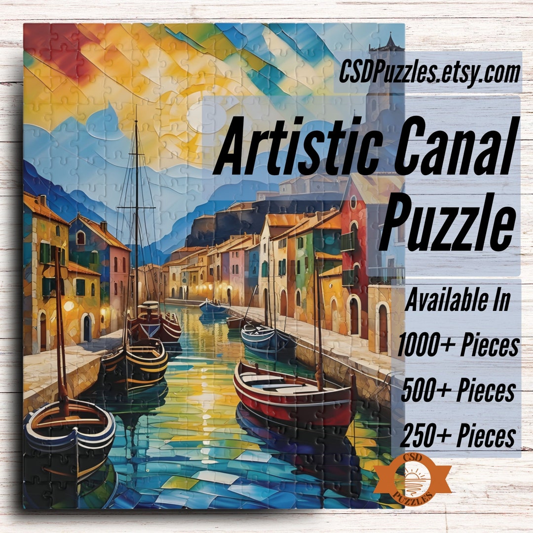 Artistic Canal Puzzle 1000 Piece Puzzle, Colorful Canal Neighborhood ...
