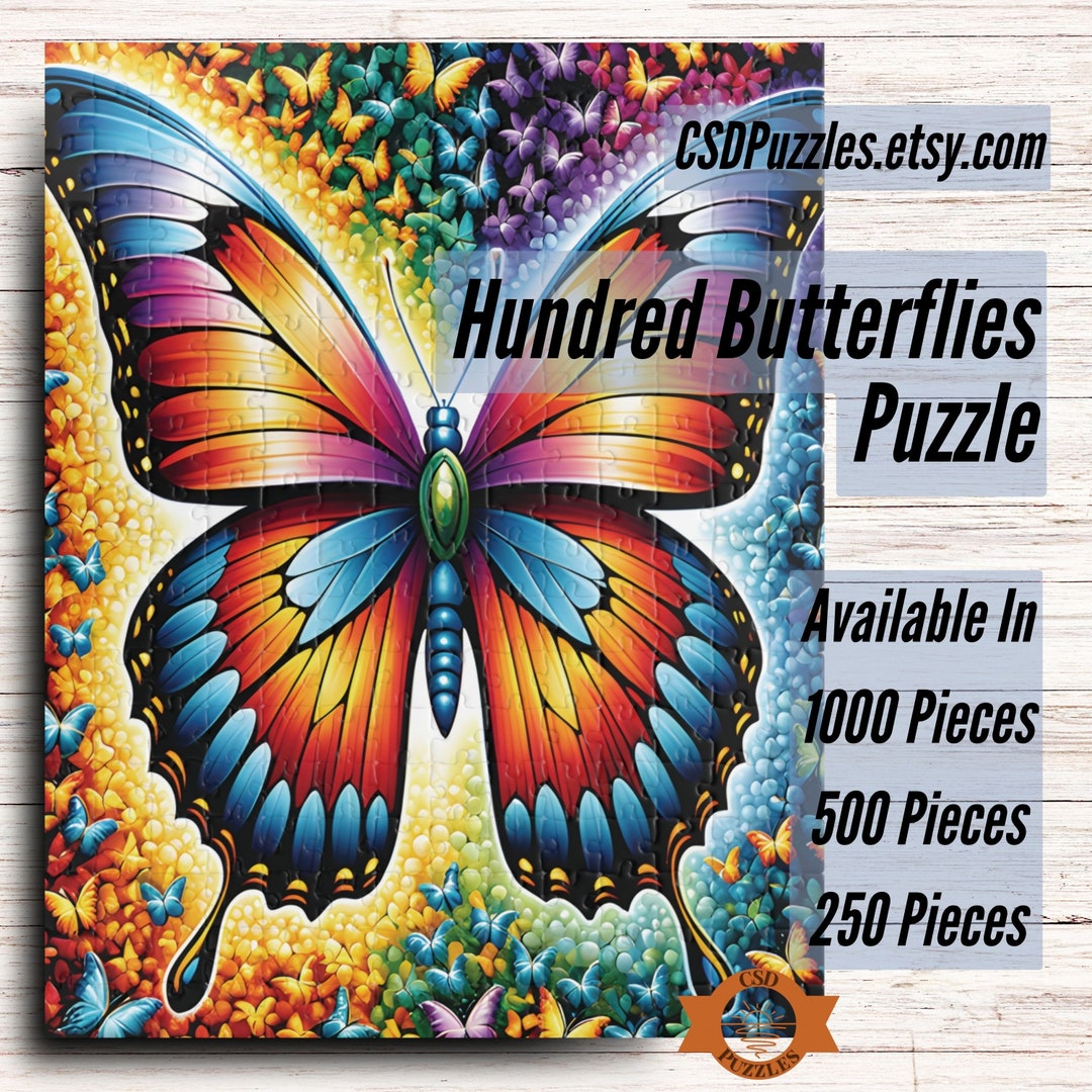Hundred Butterflies 1000 Piece Puzzle, Vivid Butterfly Surrounded by ...