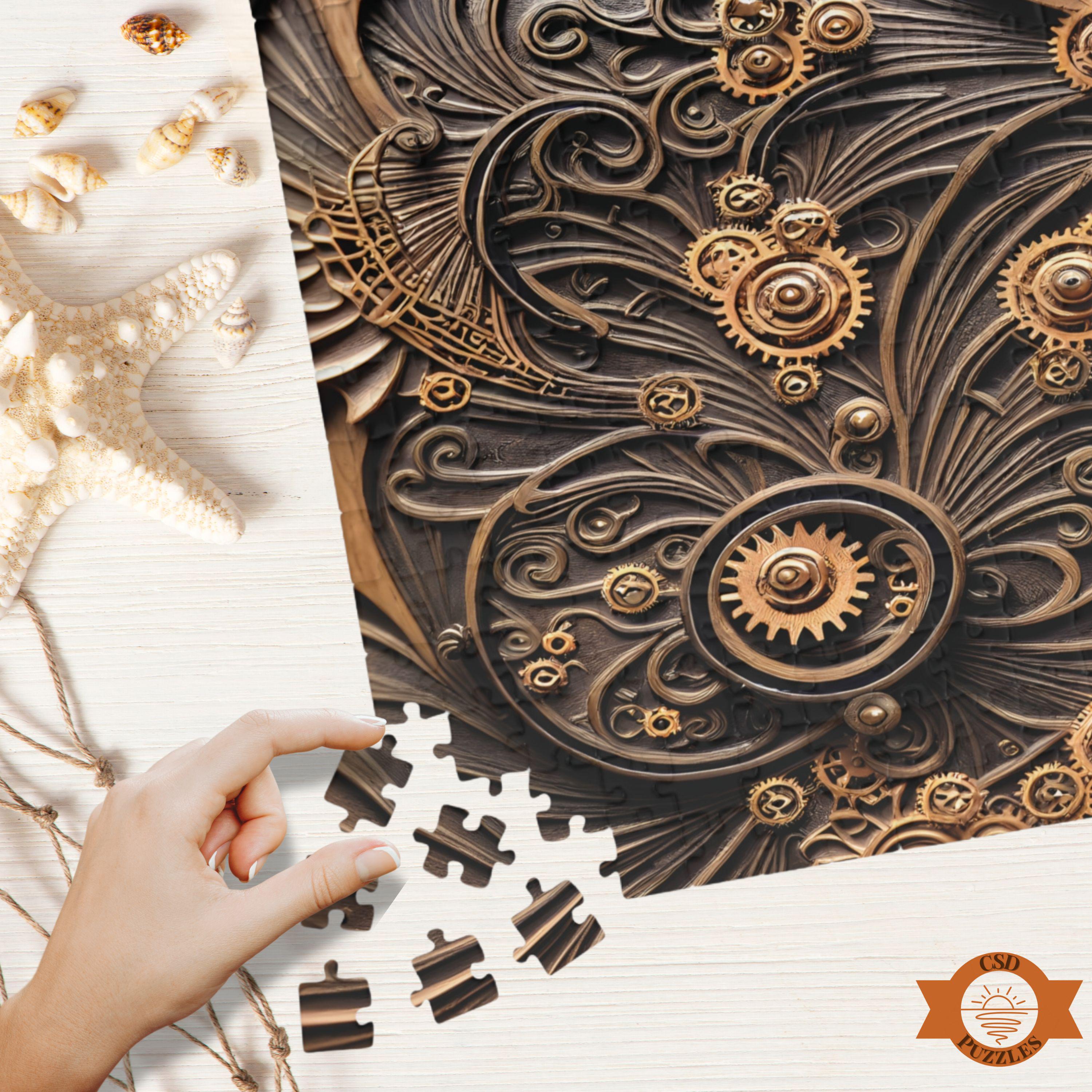 Carved Wood Jigsaw Puzzle Extremely Challenging Spiral and Gears ...