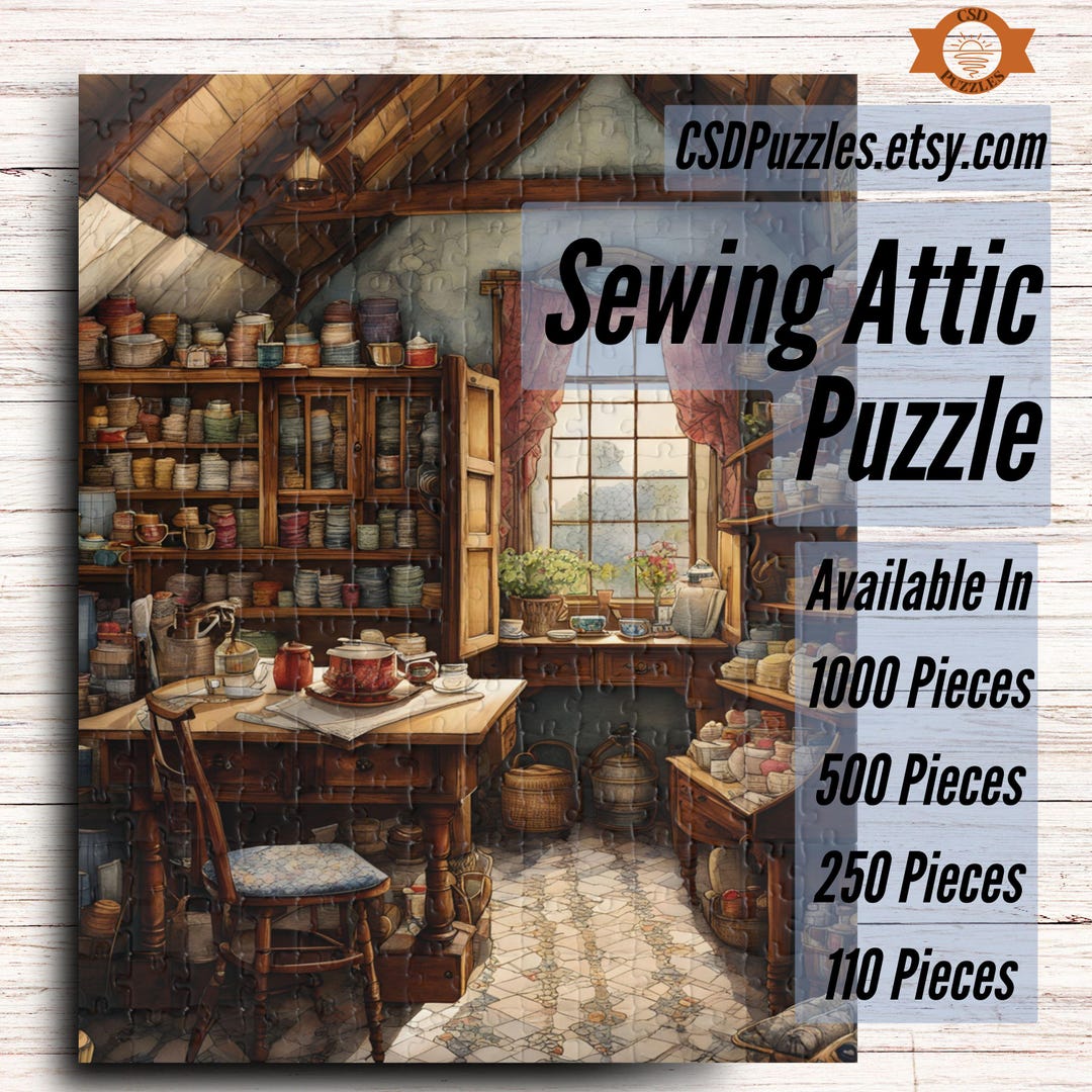 Sewing Attic 1000 Piece Jigsaw Puzzle, Crafting Theme Puzzle, Sewing ...