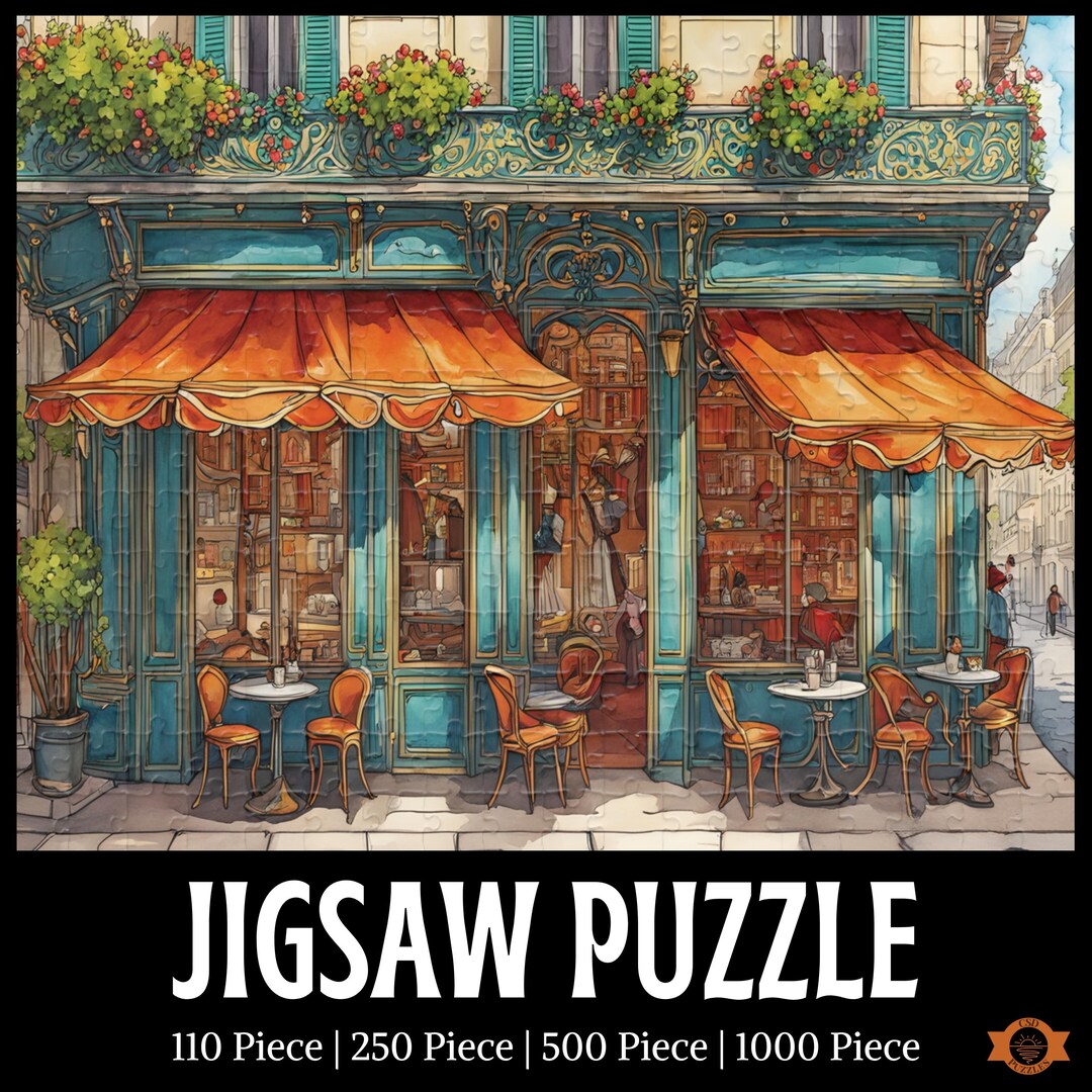 Paris Cafe Jigsaw Puzzle, French Cafe Lovers Gift, Watercolor Puzzle ...