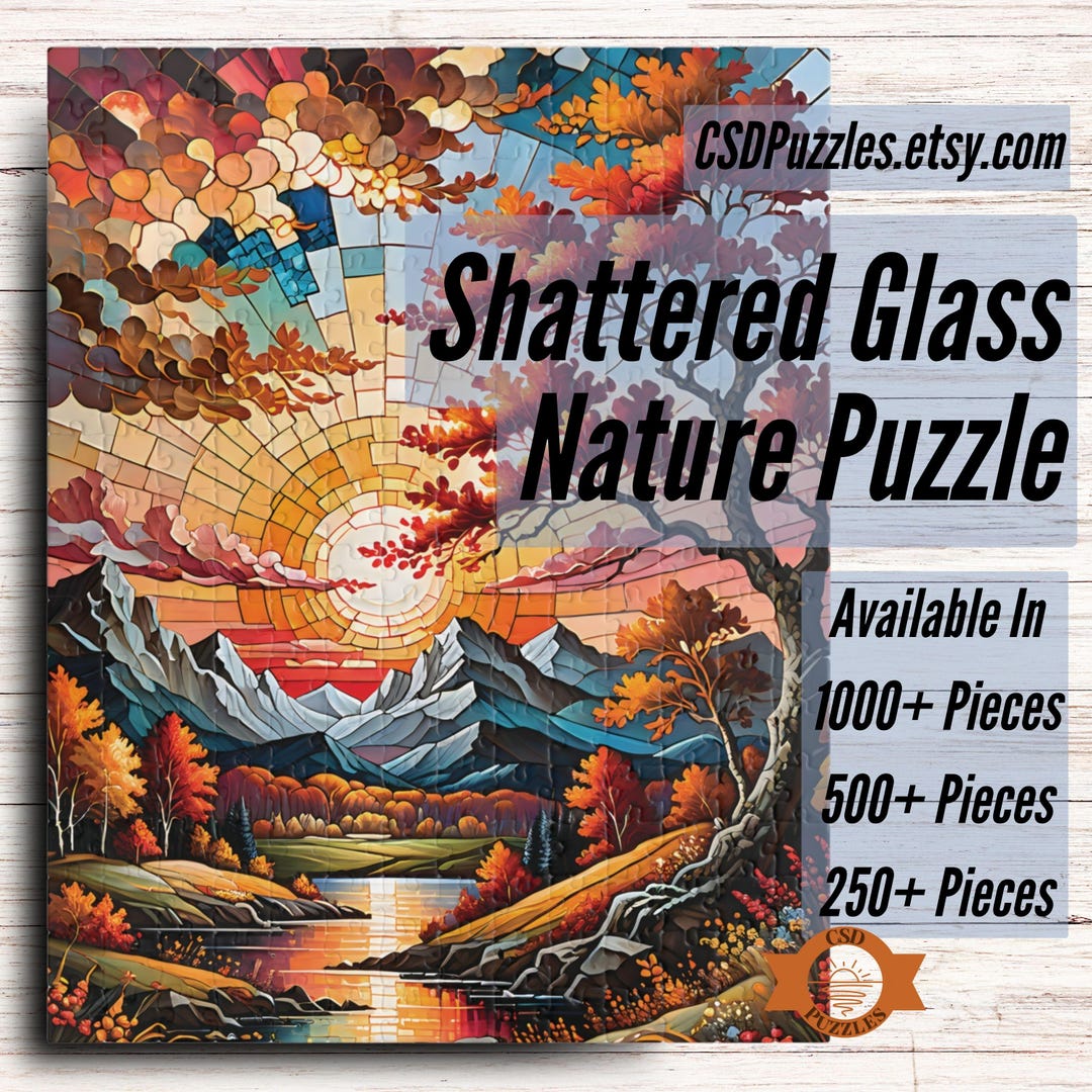 Shattered Glass Nature 1000 Piece Puzzle, Colorful Mountain Landscape ...