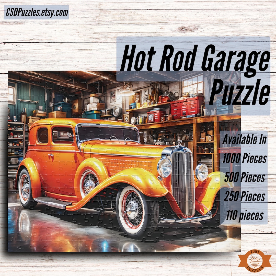 Hot Rod Garage 500 Piece Jigsaw Puzzle, Retro Car Jigsaw Puzzle ...