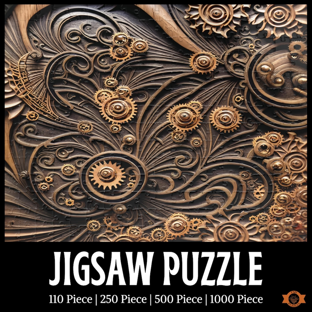 Carved Wood Jigsaw Puzzle Extremely Challenging Spiral and Gears ...