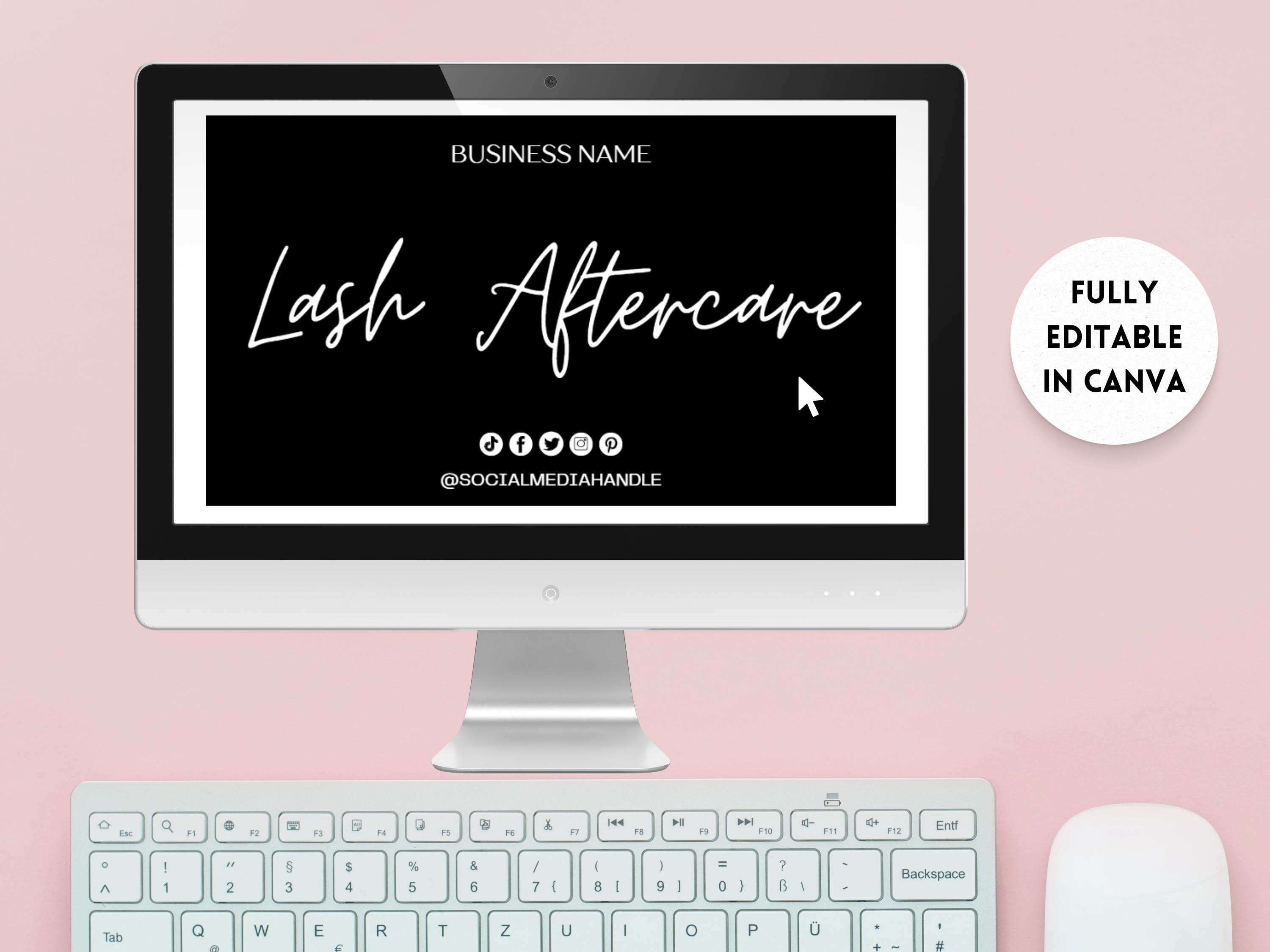 Lash Aftercare Template Editable Lash Extension Business Aftercare Card ...