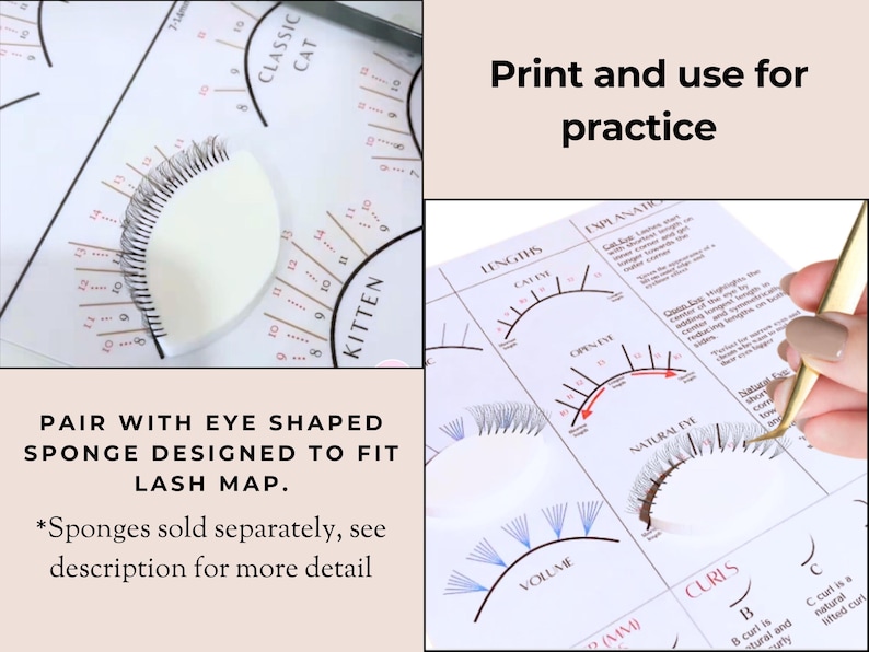 Lash Mapping Practice Chart Set for Beginners, Lash Training Kit Eyelash Extension Curl and ...
