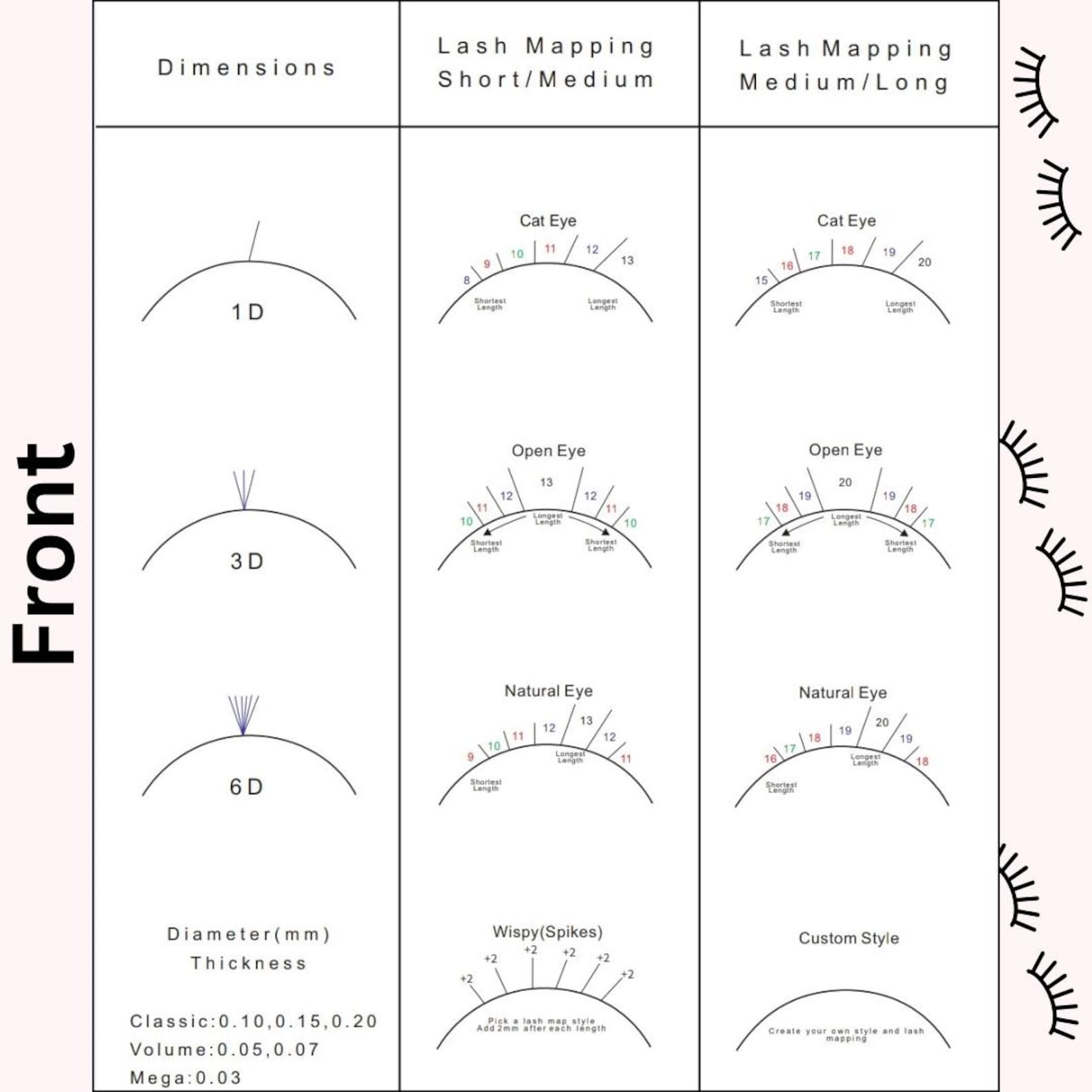 Lash Mapping Practice Chart for Beginners Lash Training Kit Eyelash ...