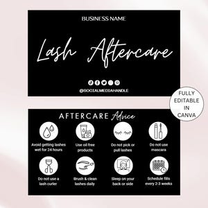 Lash Aftercare Template Editable Lash Extension Business Aftercare Card ...