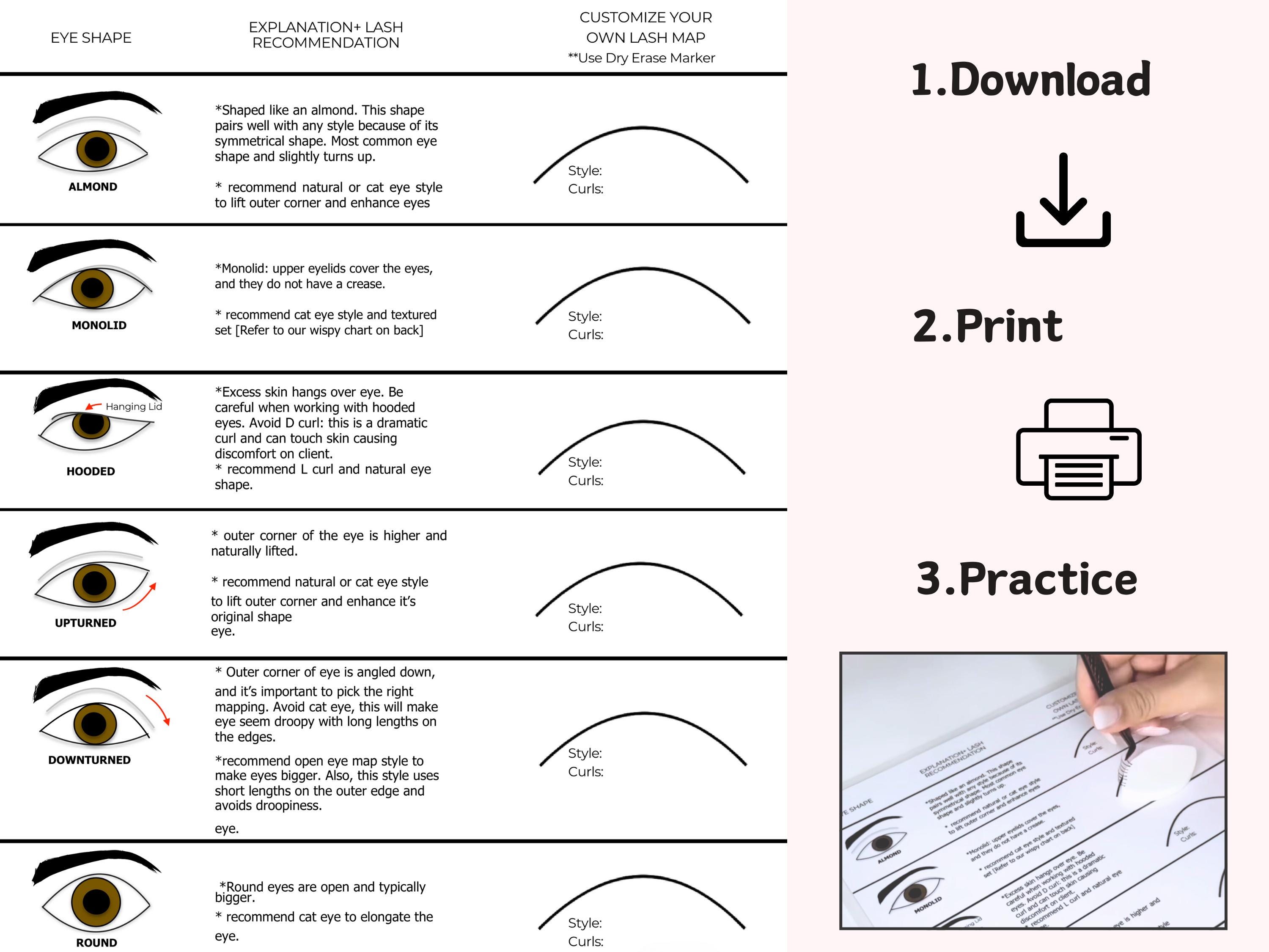 Wispy Lash Mapping Practice Chart for Beginners Lash Training Kit ...