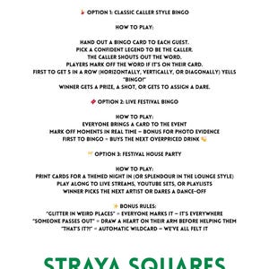Festival Games – Printable Party Game | Instant Download PDF | Straya ...