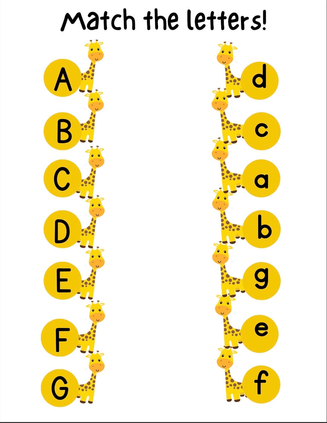 Giraffe Letter Matching - Etsy