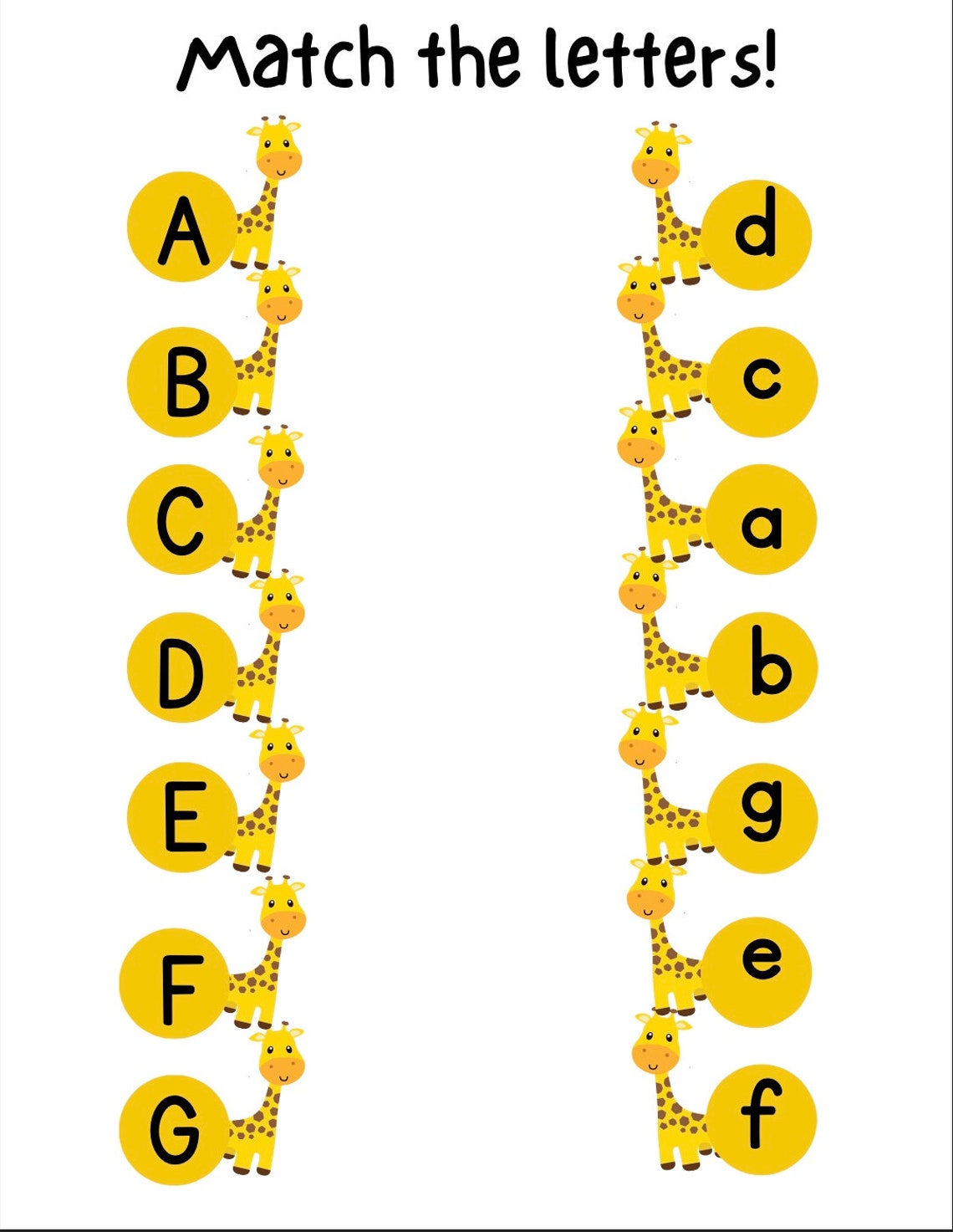 Giraffe Letter Matching - Etsy