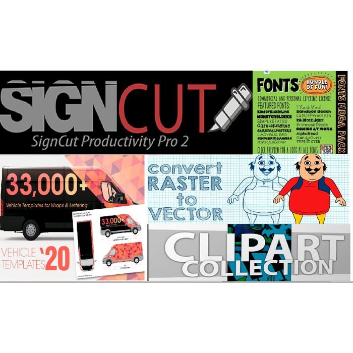Signcut Pro 2 Plus Vehicle Templates, Clipart, Fonts, Vector Converter ...