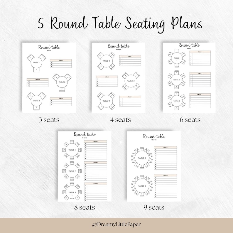 Printable Wedding Table Seating Chart Template, Event Table Seating ...