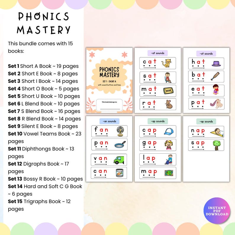 CVC Words Phonics Book Bundle: Early Reading Phonics Printables – 15 ...