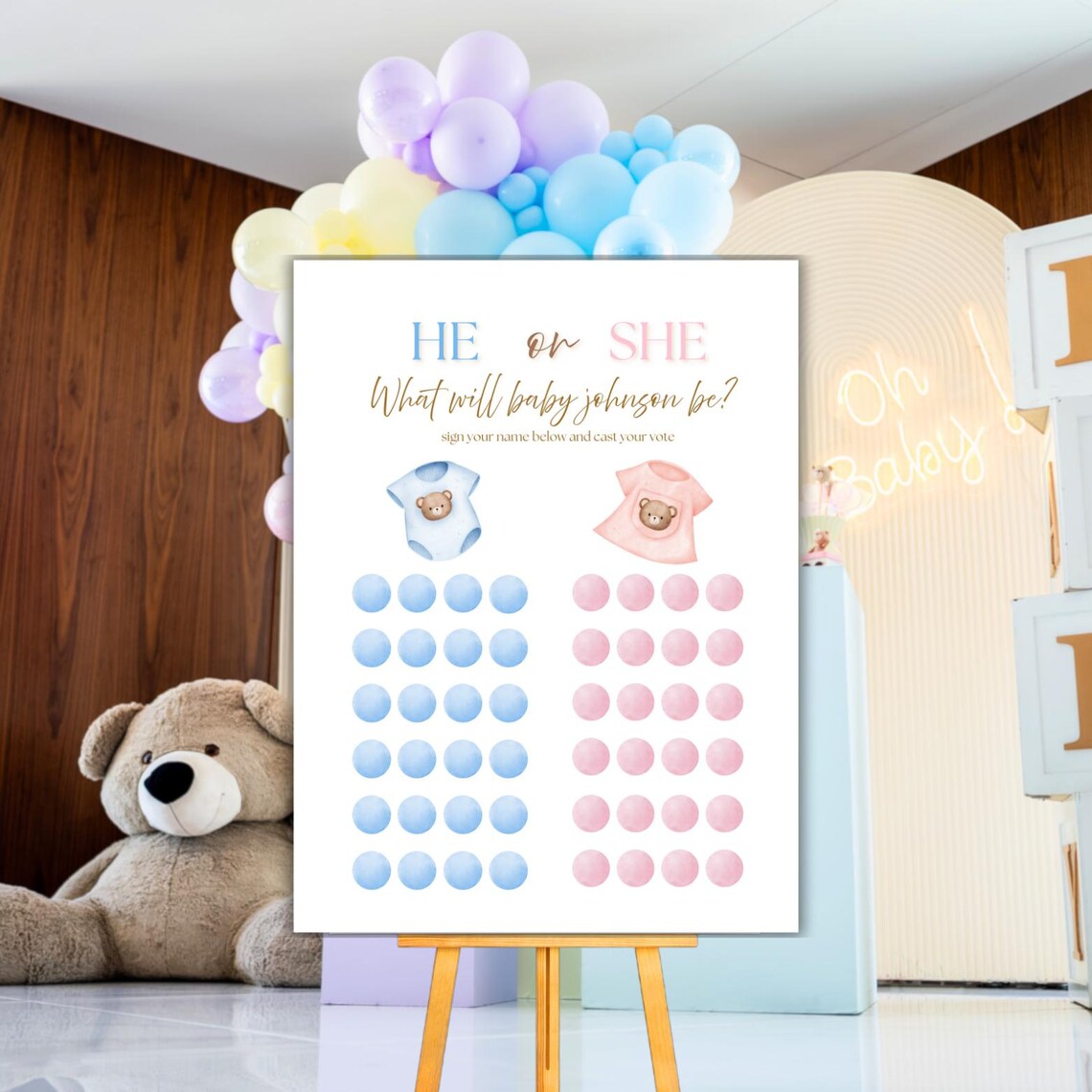Gender Reveal Voting Sign Board, Teddy Bear Voting Board, Gender Game ...