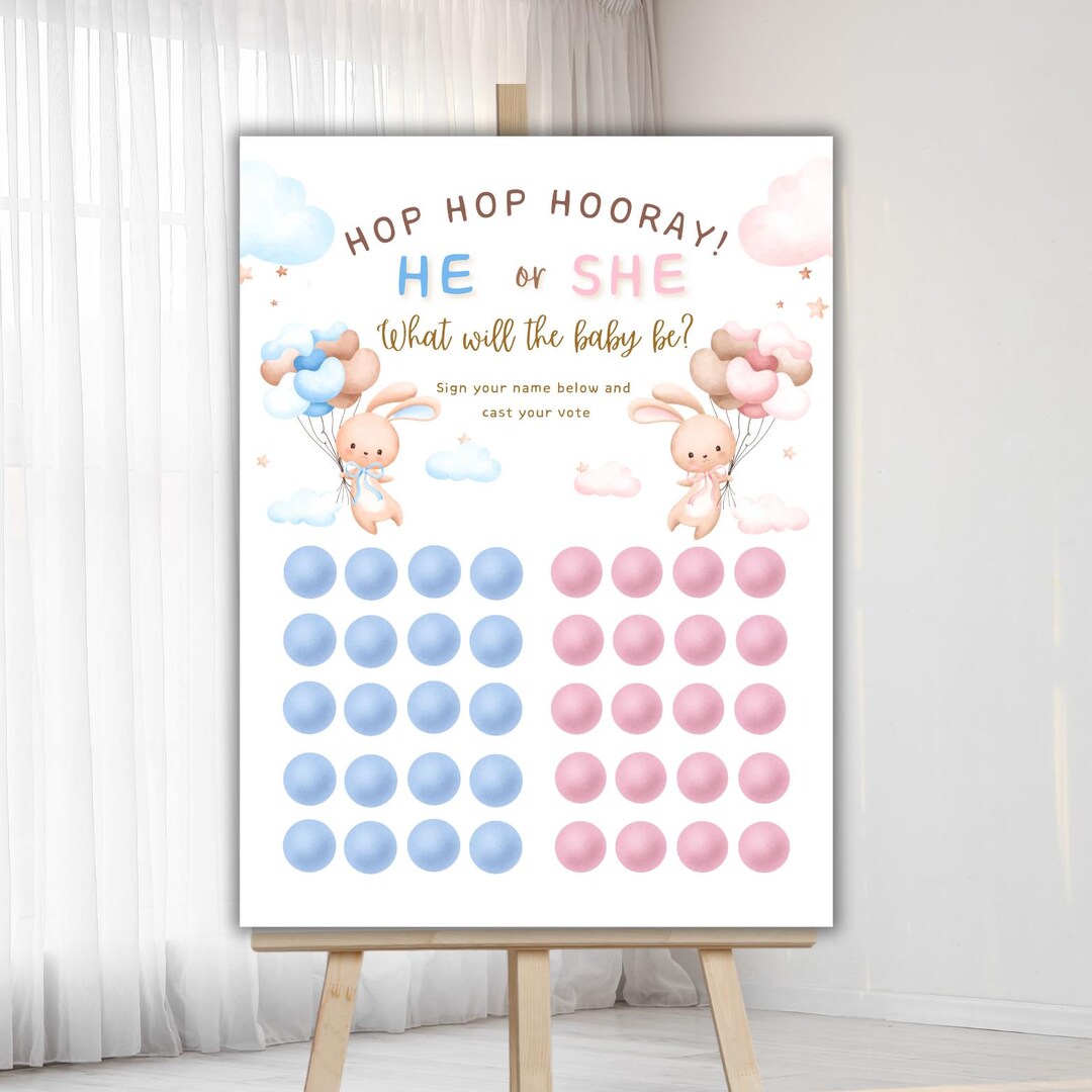Gender Reveal Voting Sign Board, Bunny Voting Board, Gender Game ...