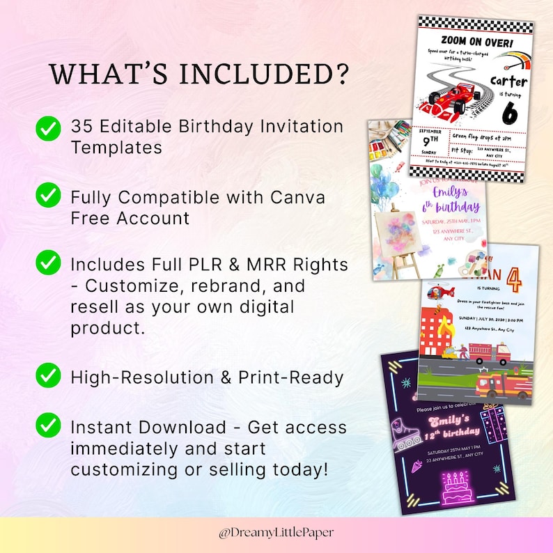 Editable Birthday Invitation Templates: 35-pack Canva Designs (digital ...