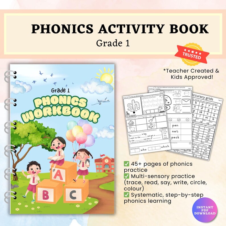Phonics Grade 1 Book Printables, Phonics Learn to Read, Phonics Alphabet, Education Printables ...