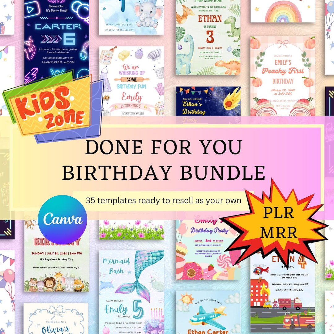 Editable Birthday Invitation Templates: 35-pack Canva Designs (digital ...