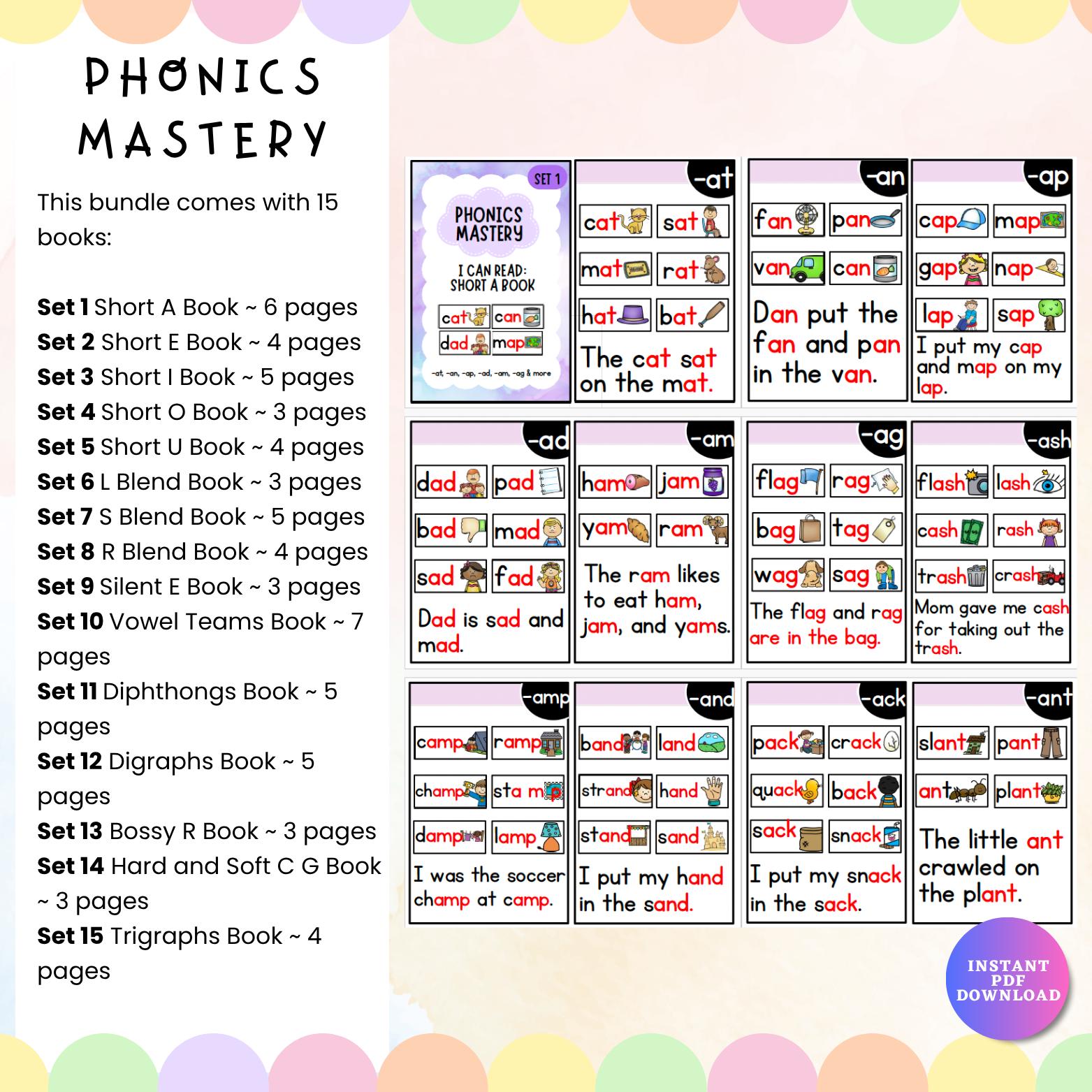 CVC Words Phonics Book Bundle: Early Reader, Kindergarten (PDF Download ...