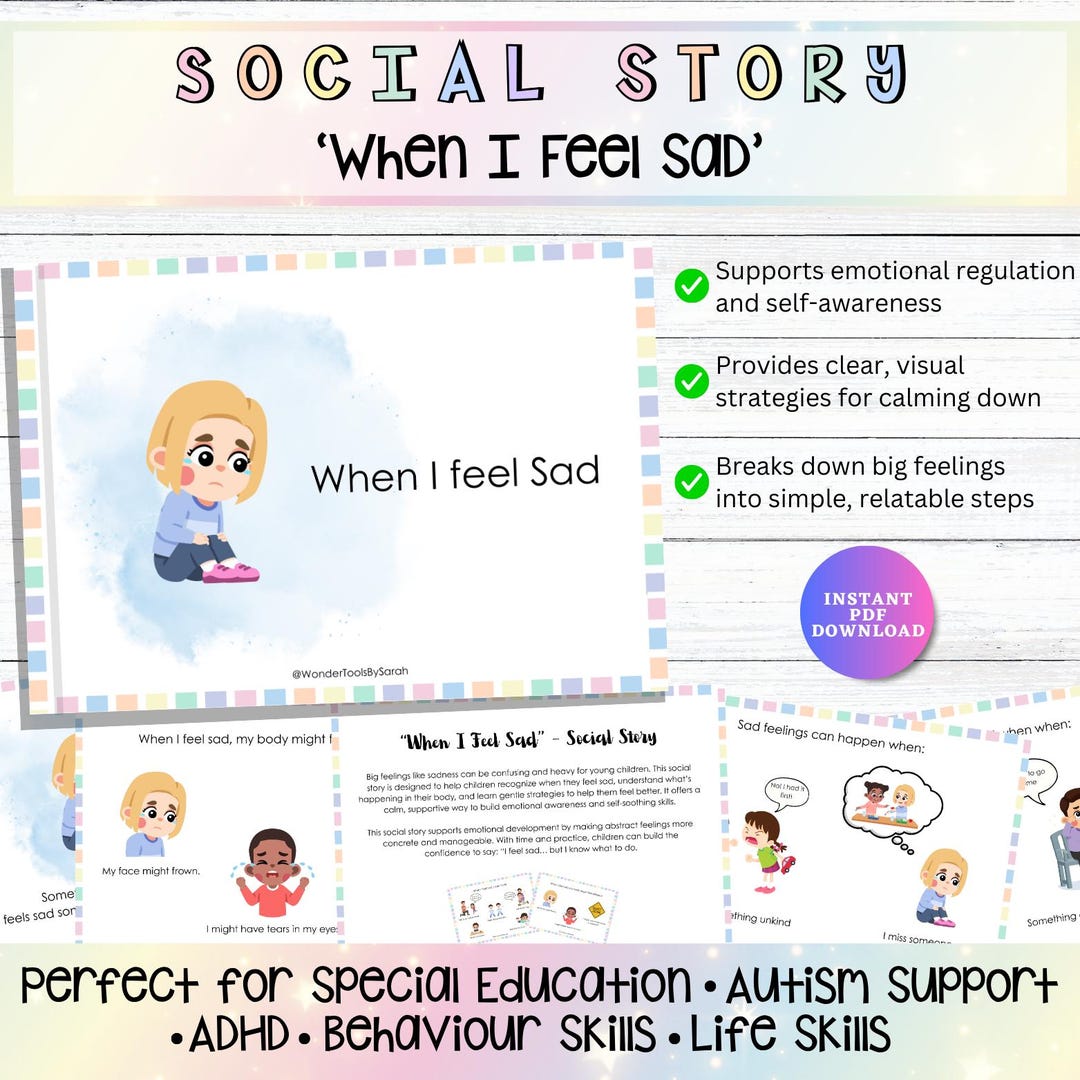 Social Story When I Feel Sad, ASD Emotional Regulation, Story About ...