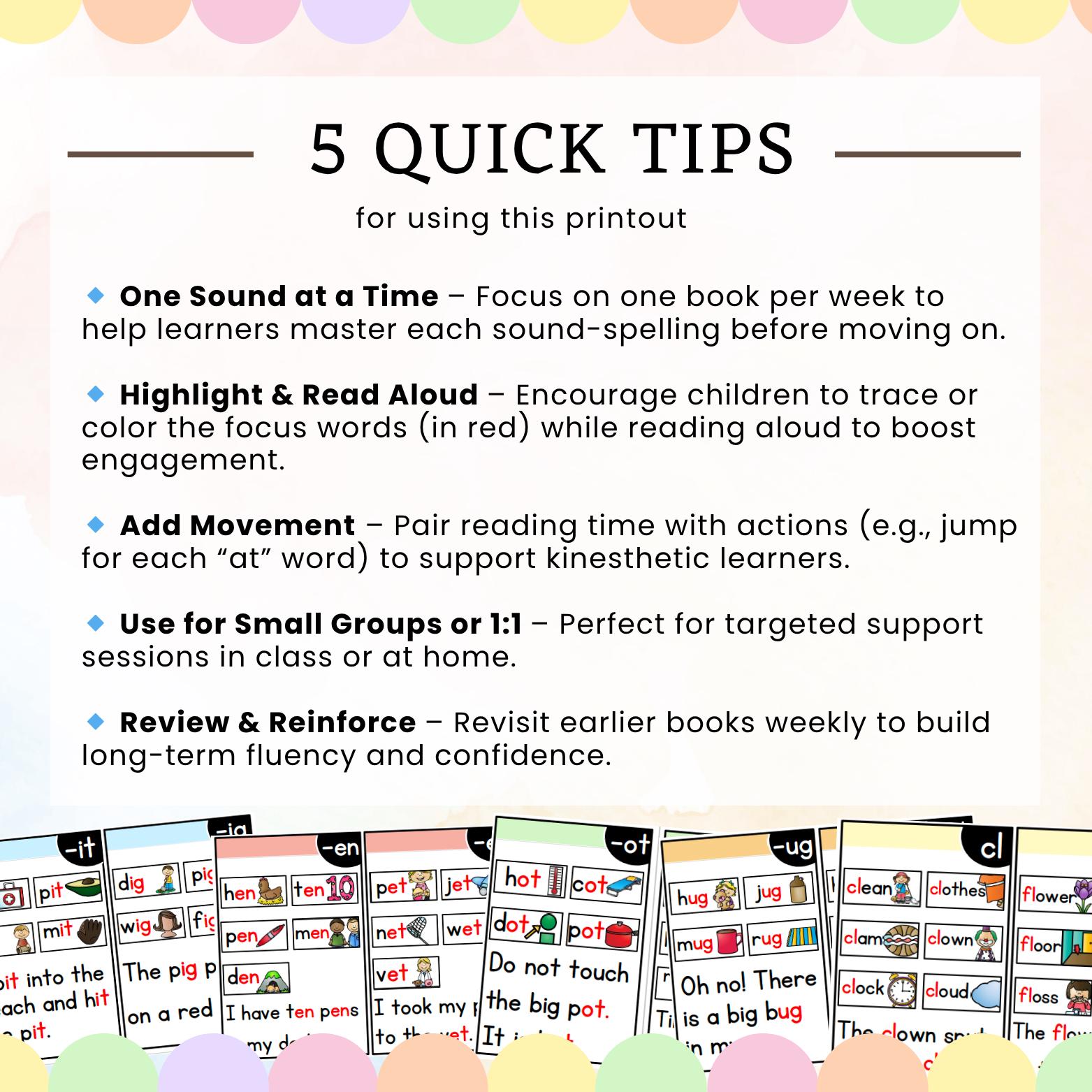 CVC Words Phonics Book Bundle: Early Reader, Kindergarten (PDF Download ...