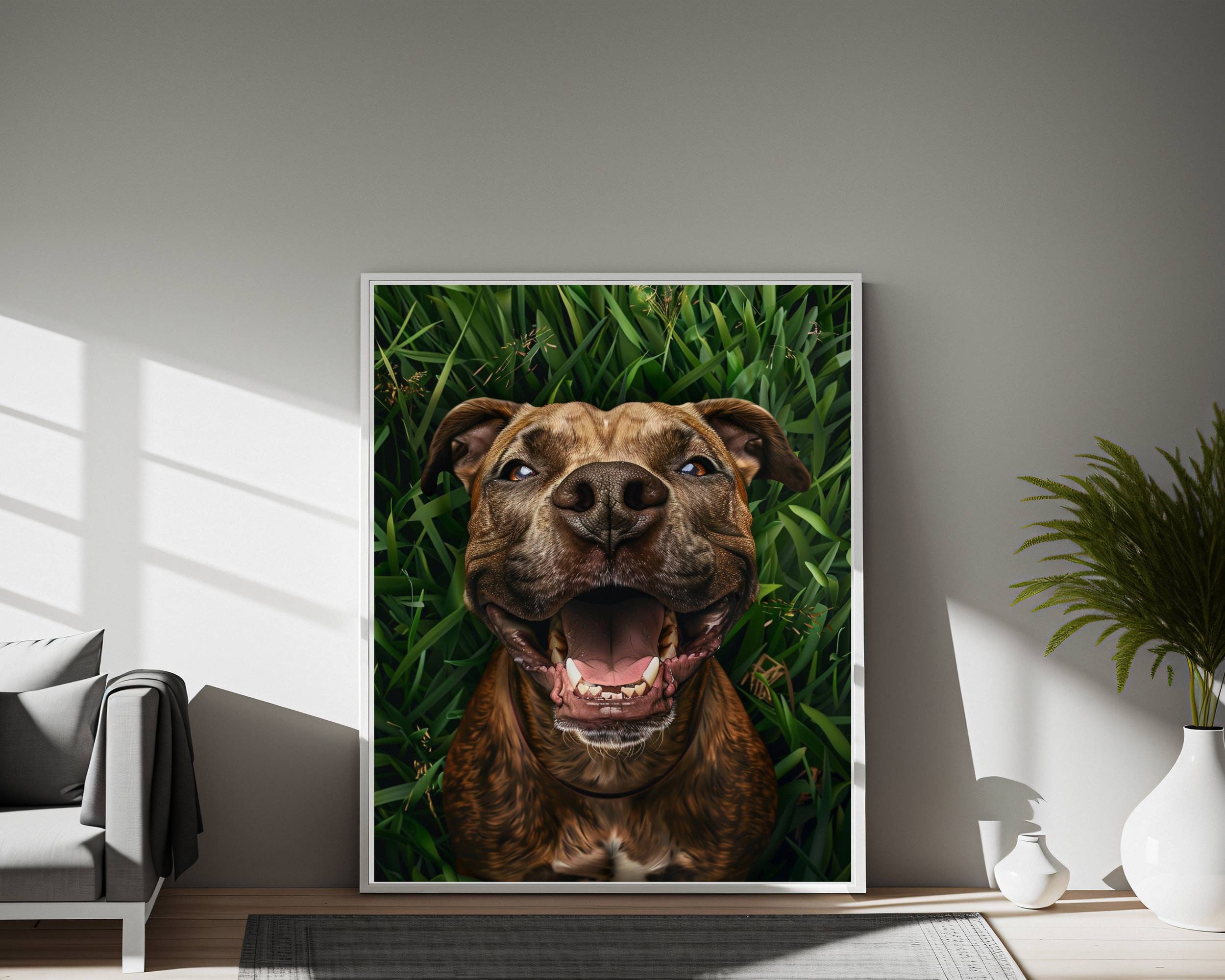 Pitbull Wall Art Digital File Download, Brown Pitbull Wall Print ...