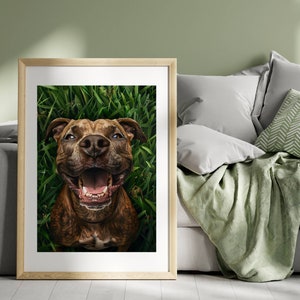 Pitbull Wall Art Digital File Download, Brown Pitbull Wall Print ...