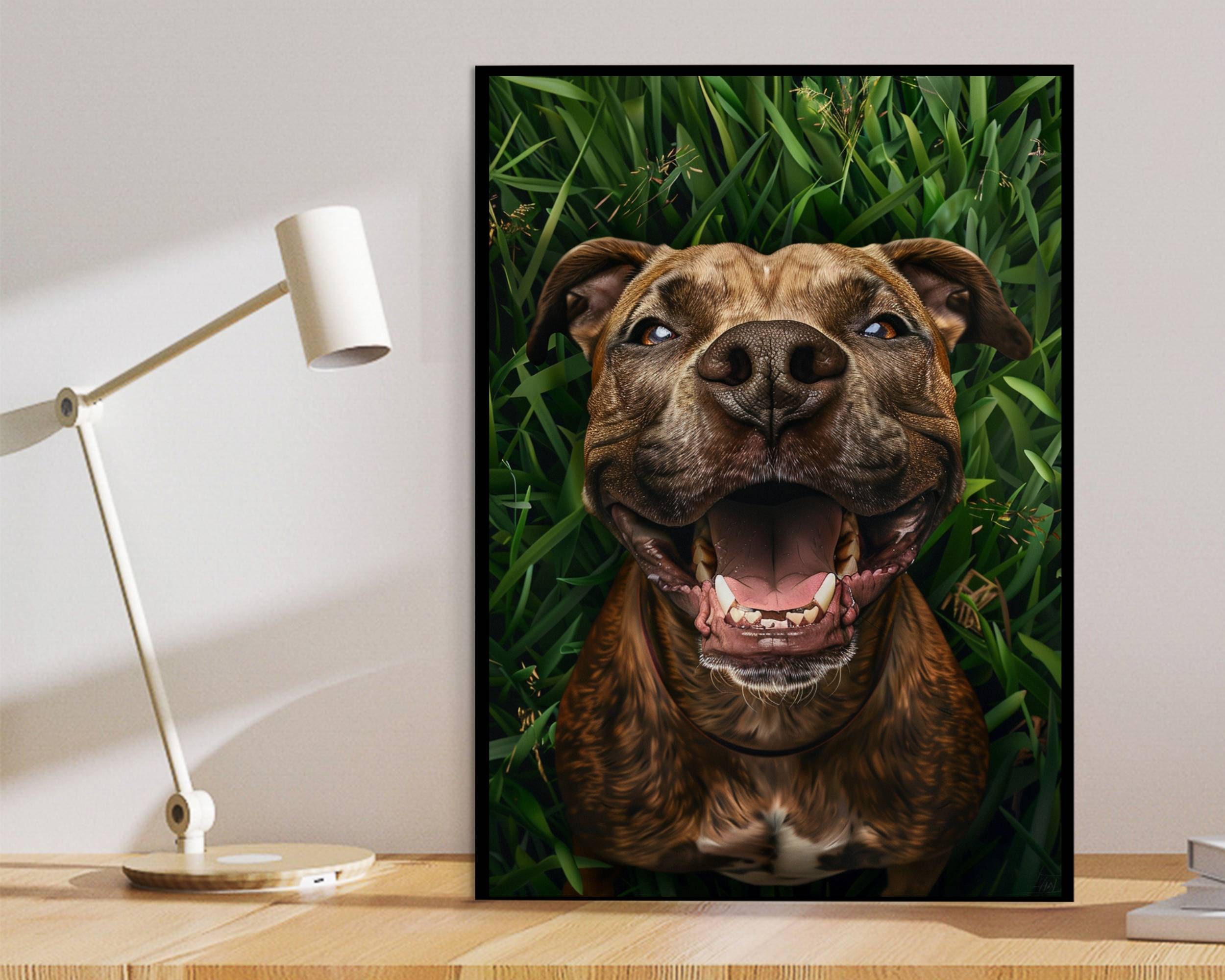 Pitbull Wall Art Digital File Download, Brown Pitbull Wall Print ...