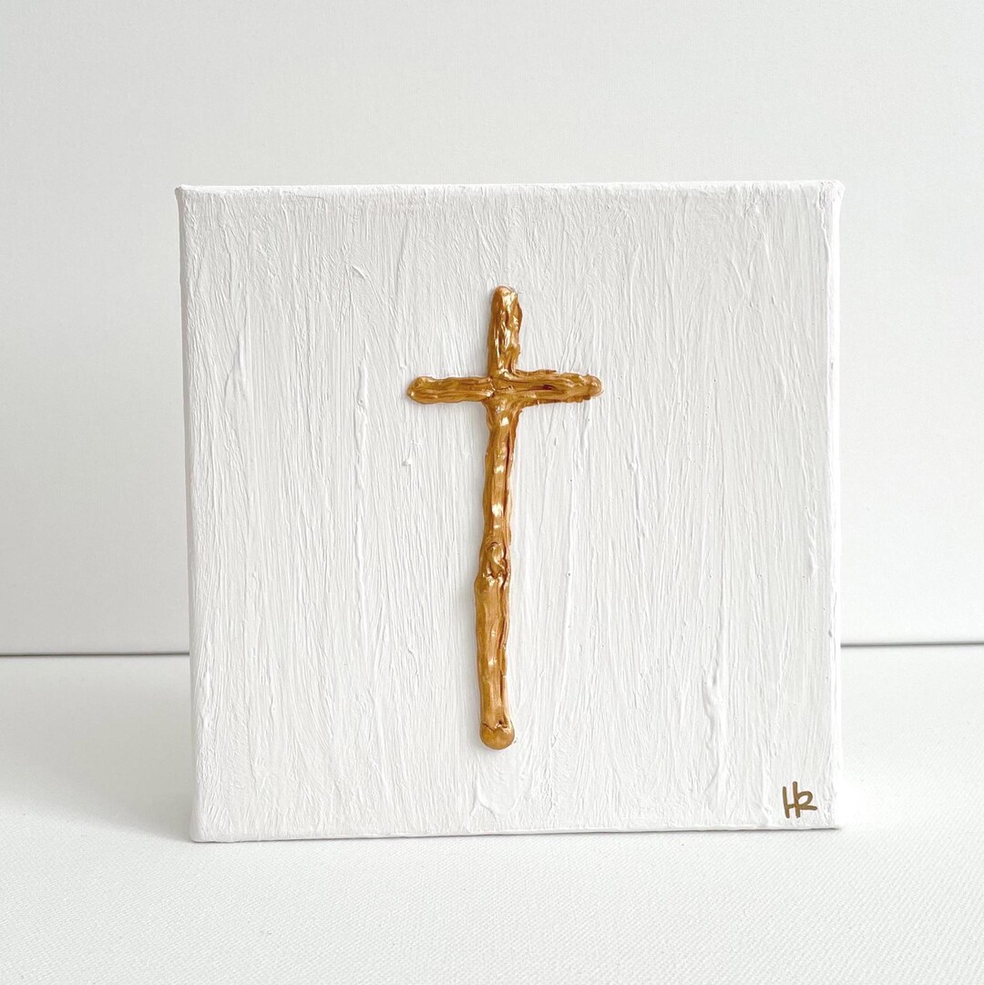 Gold Leaf Cross Textured Canvas: Christian Home Decor (6x6in) - Etsy