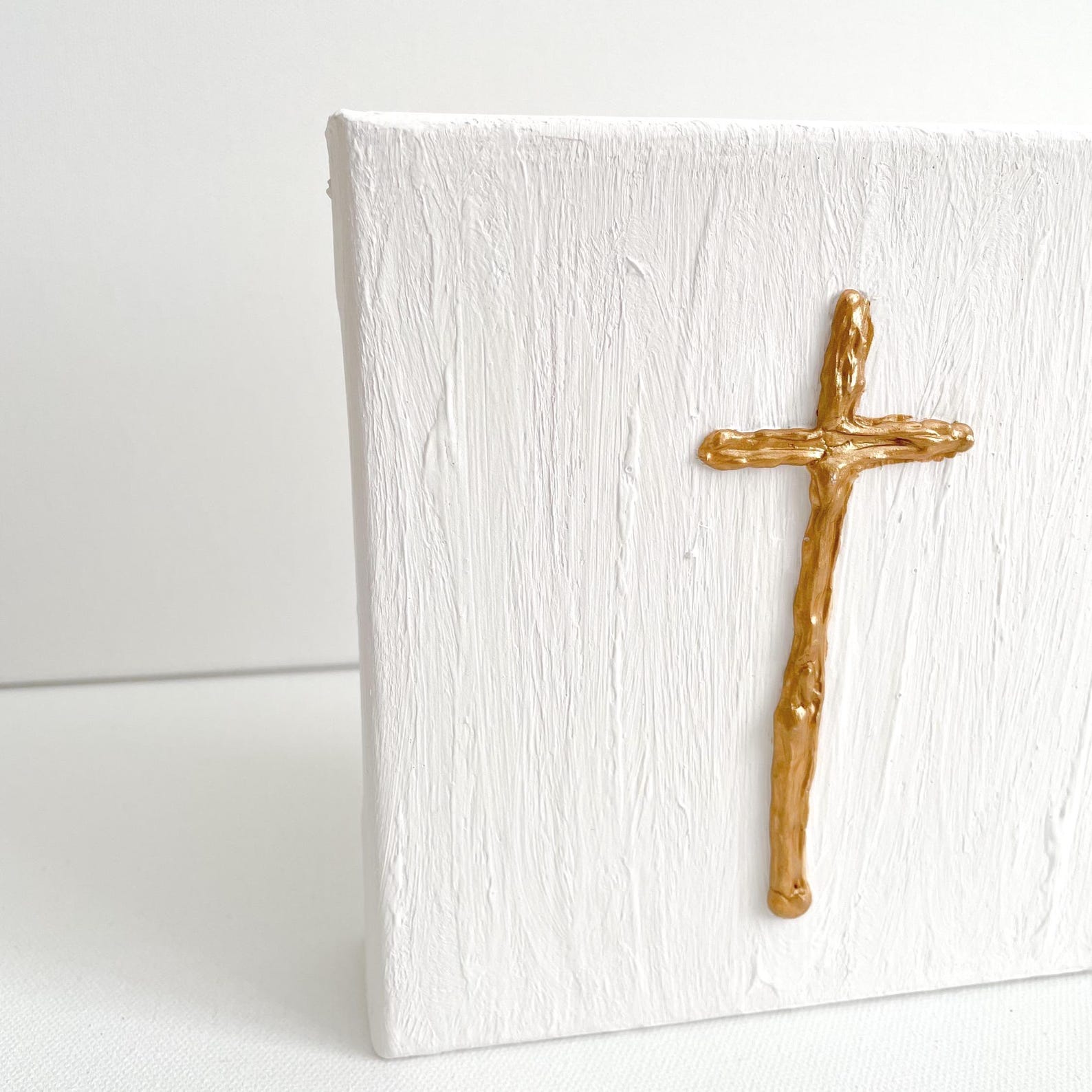 Gold Leaf Cross Textured Canvas: Christian Home Decor (6x6in) - Etsy