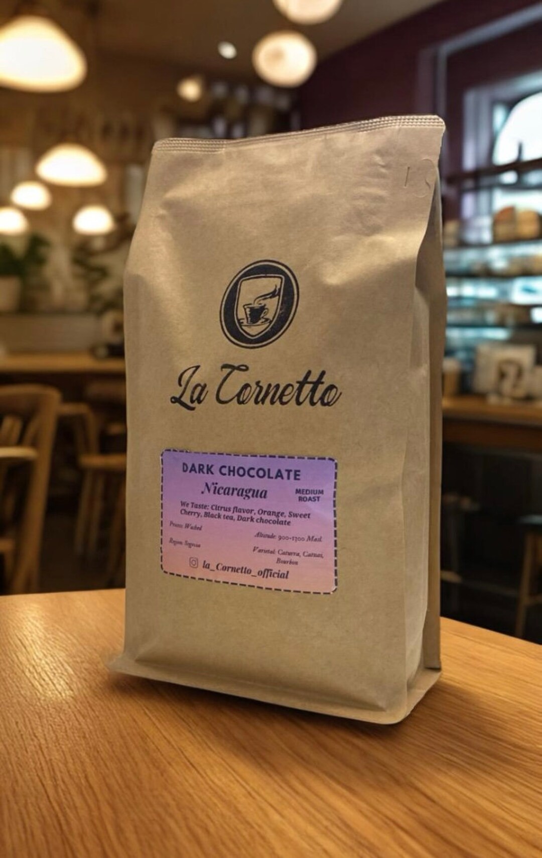 Old Italian Style Specialty Coffee La Cornetto Dark Chocolate Nicaragua ...