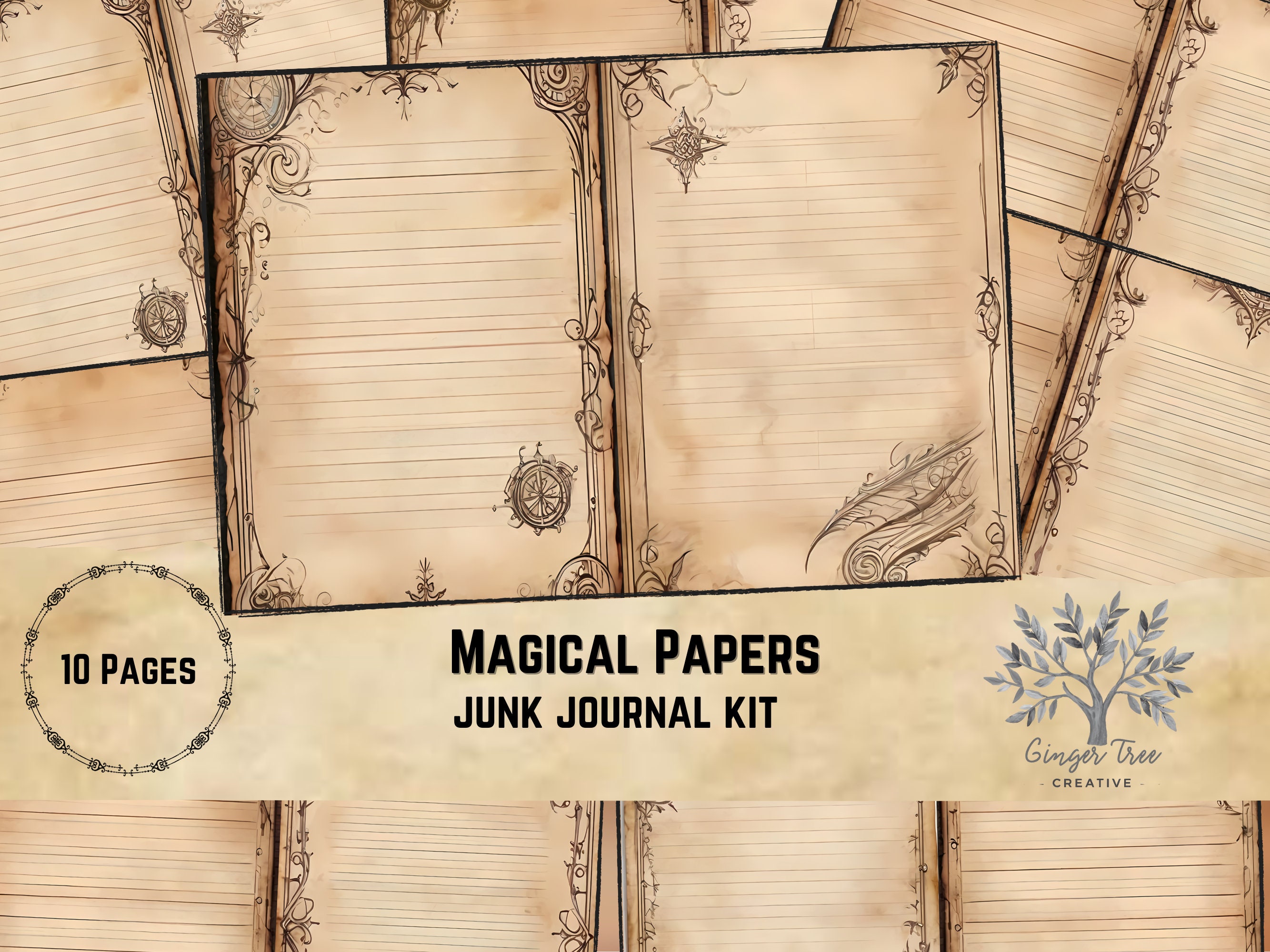 Magical Papers Junk Journaling Kit, DIY Spellbook, Enchanted Scrapbook ...