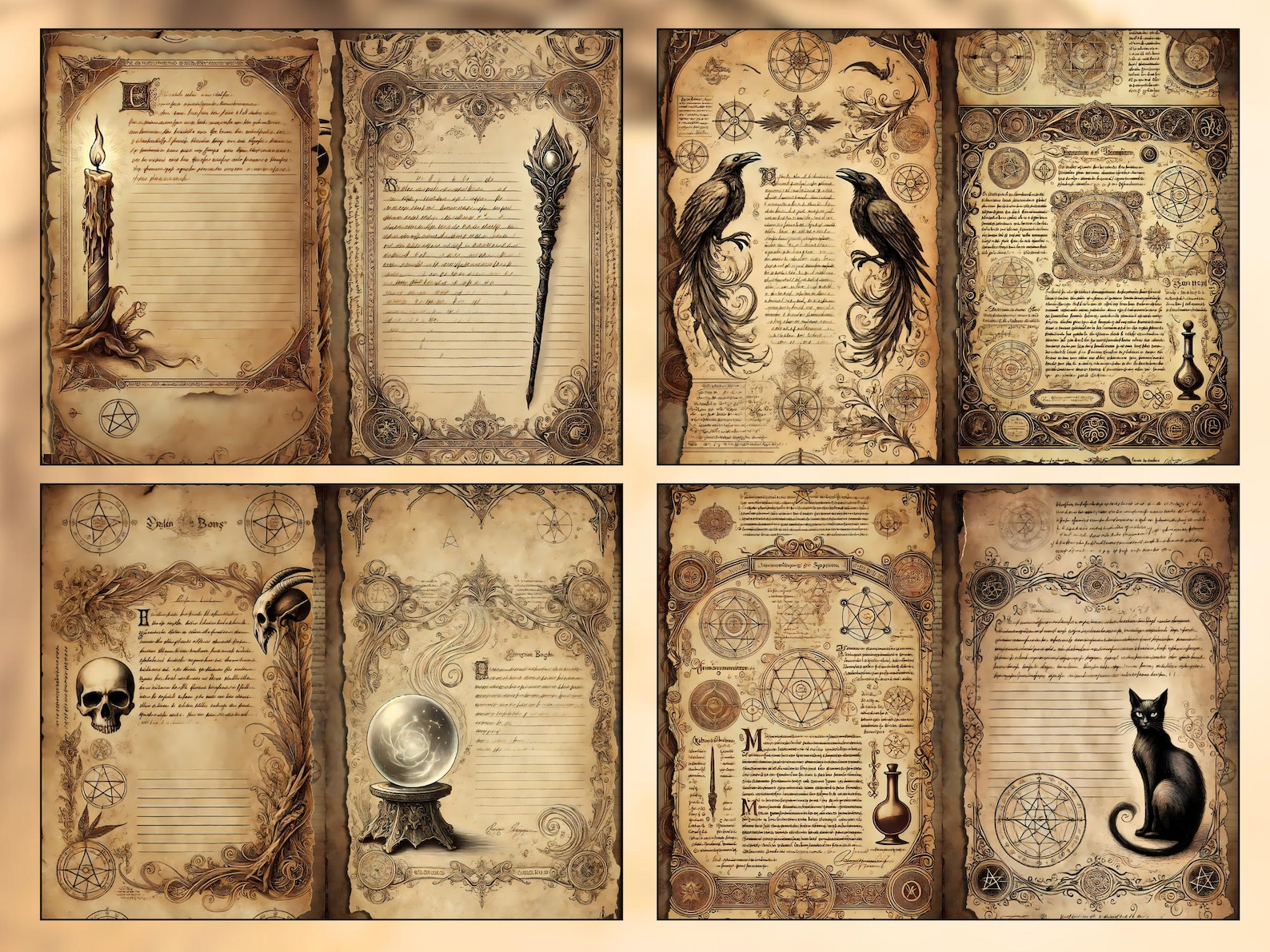 Witchy Parchment Junk Journal Kit, DIY Spellbook, Enchanted Scrapbook ...