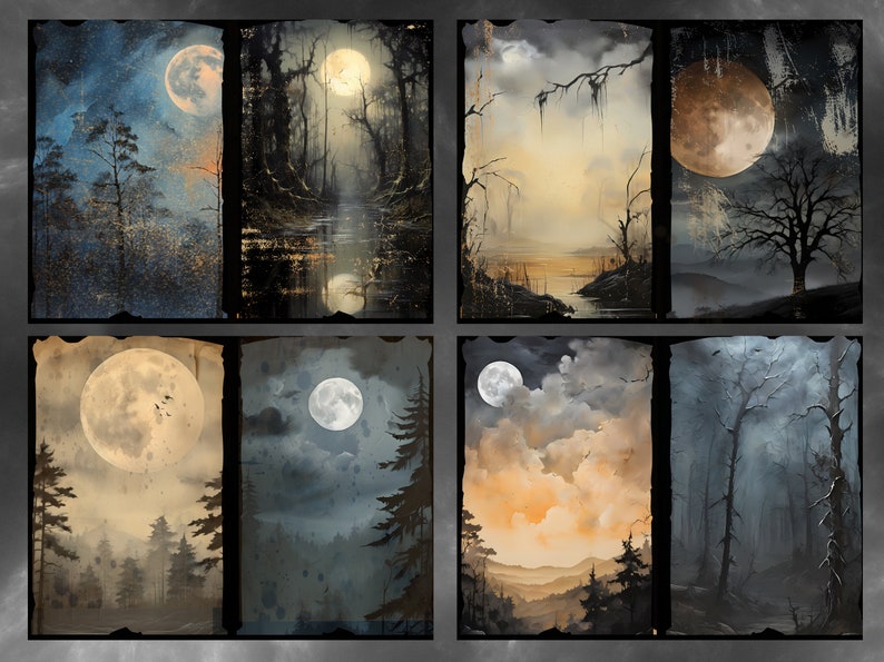 The Woods at Night Junk Journal Kit, Creepy Forest Scrapbooking ...