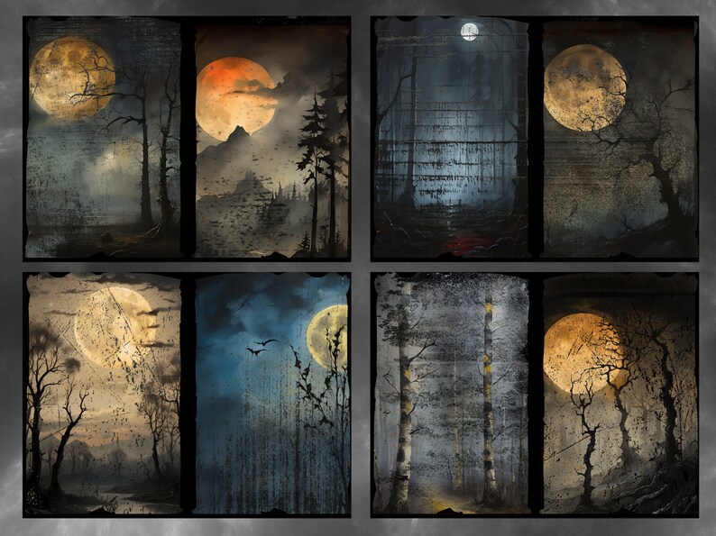 The Woods at Night Junk Journal Kit, Creepy Forest Scrapbooking ...