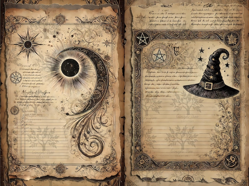 Witchy Parchment Junk Journal Kit, DIY Spellbook, Enchanted Scrapbook ...