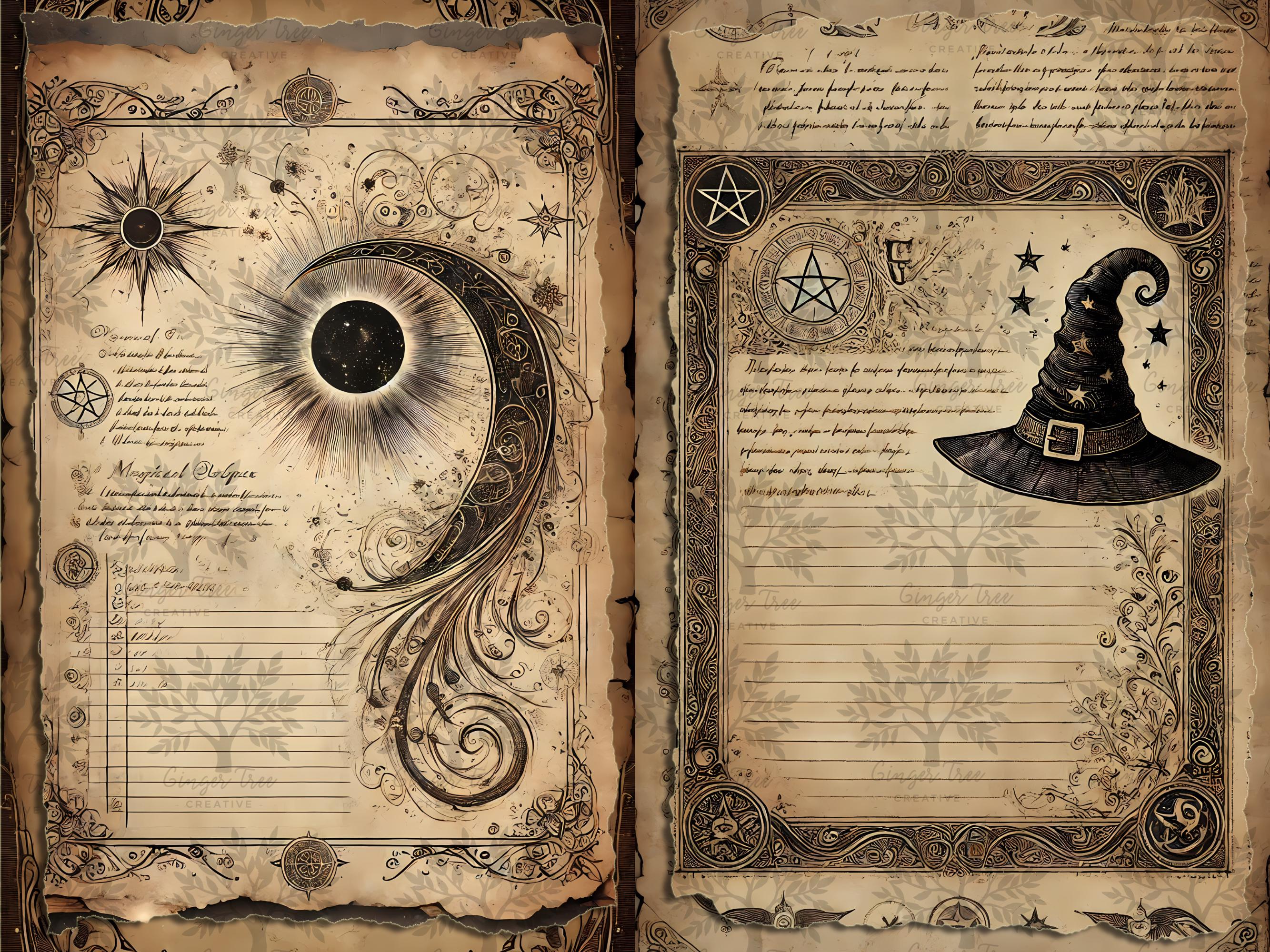 Witchy Parchment Junk Journal Kit, DIY Spellbook, Enchanted Scrapbook ...