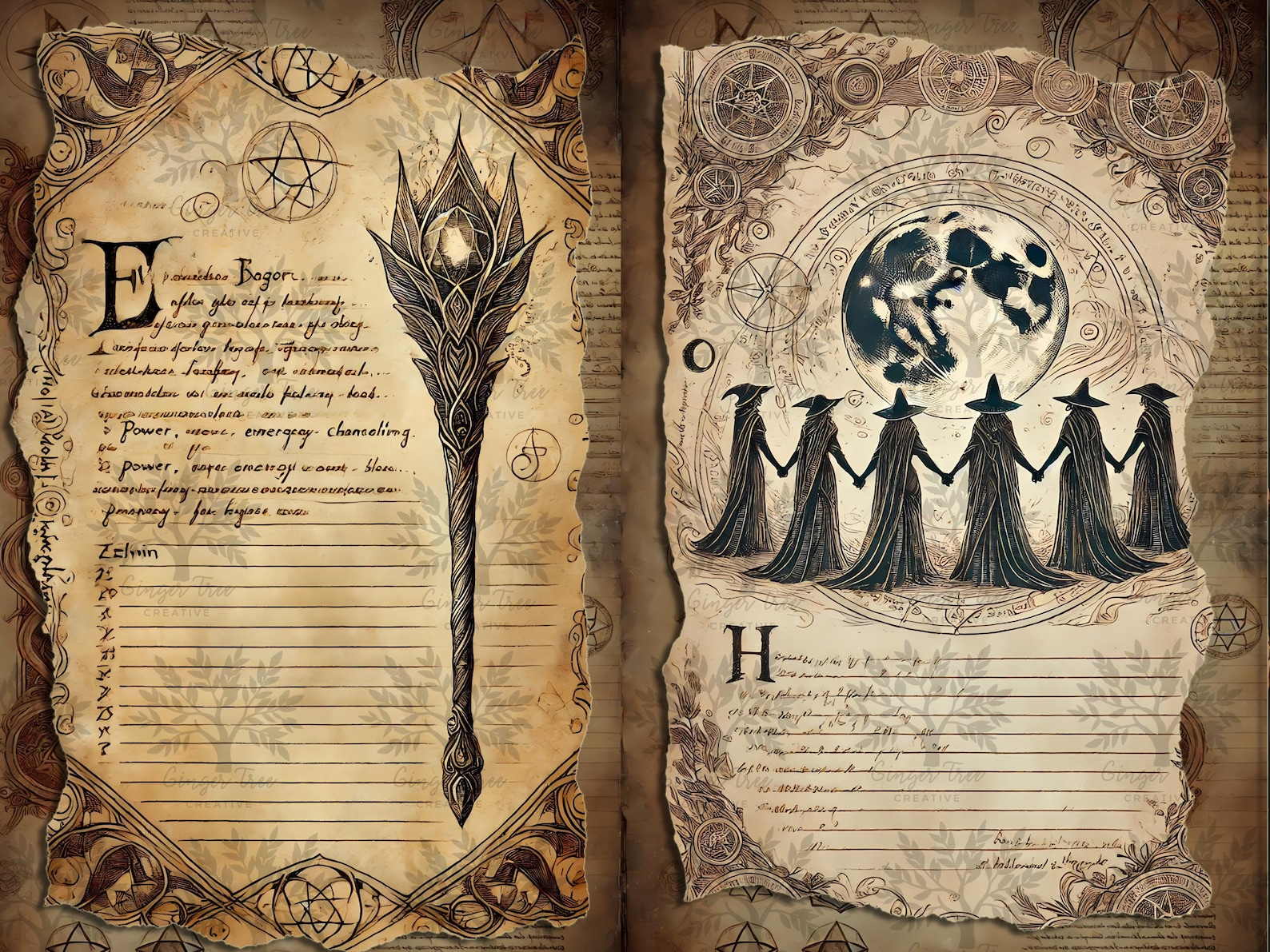 Witchy Parchment Junk Journal Kit, DIY Spellbook, Enchanted Scrapbook ...